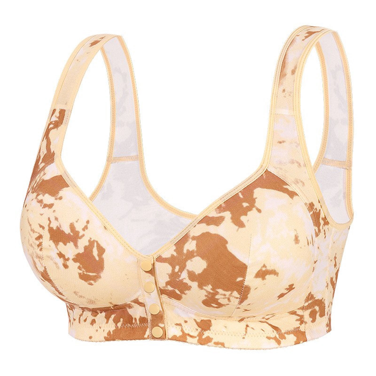 Leopard-Print Wireless Bra Front Buckles No Steel Underwear for Women ...