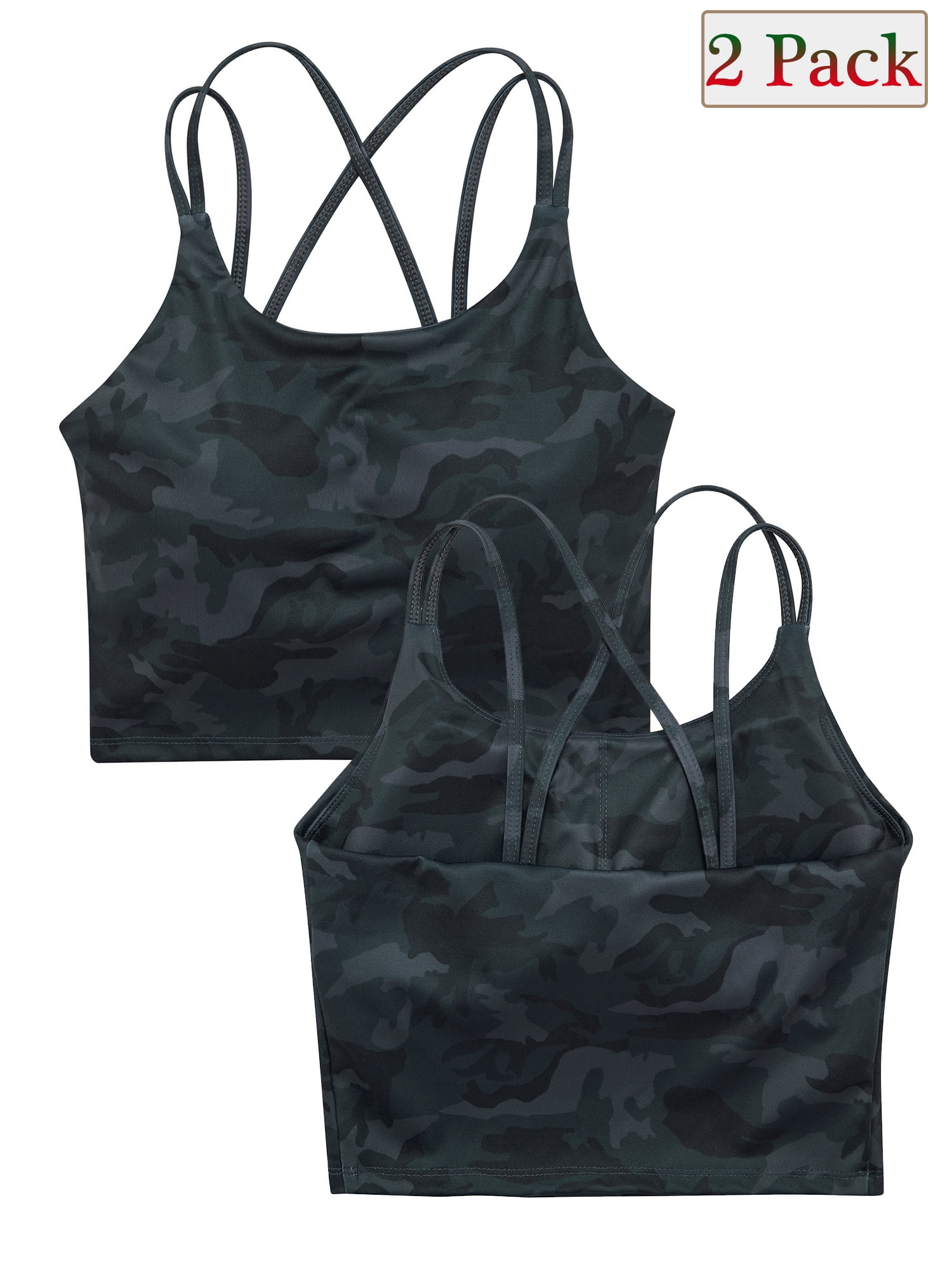 Leopard Printed Sports Bras for Women Yoga Cami Tops Crop Tank Tops ...