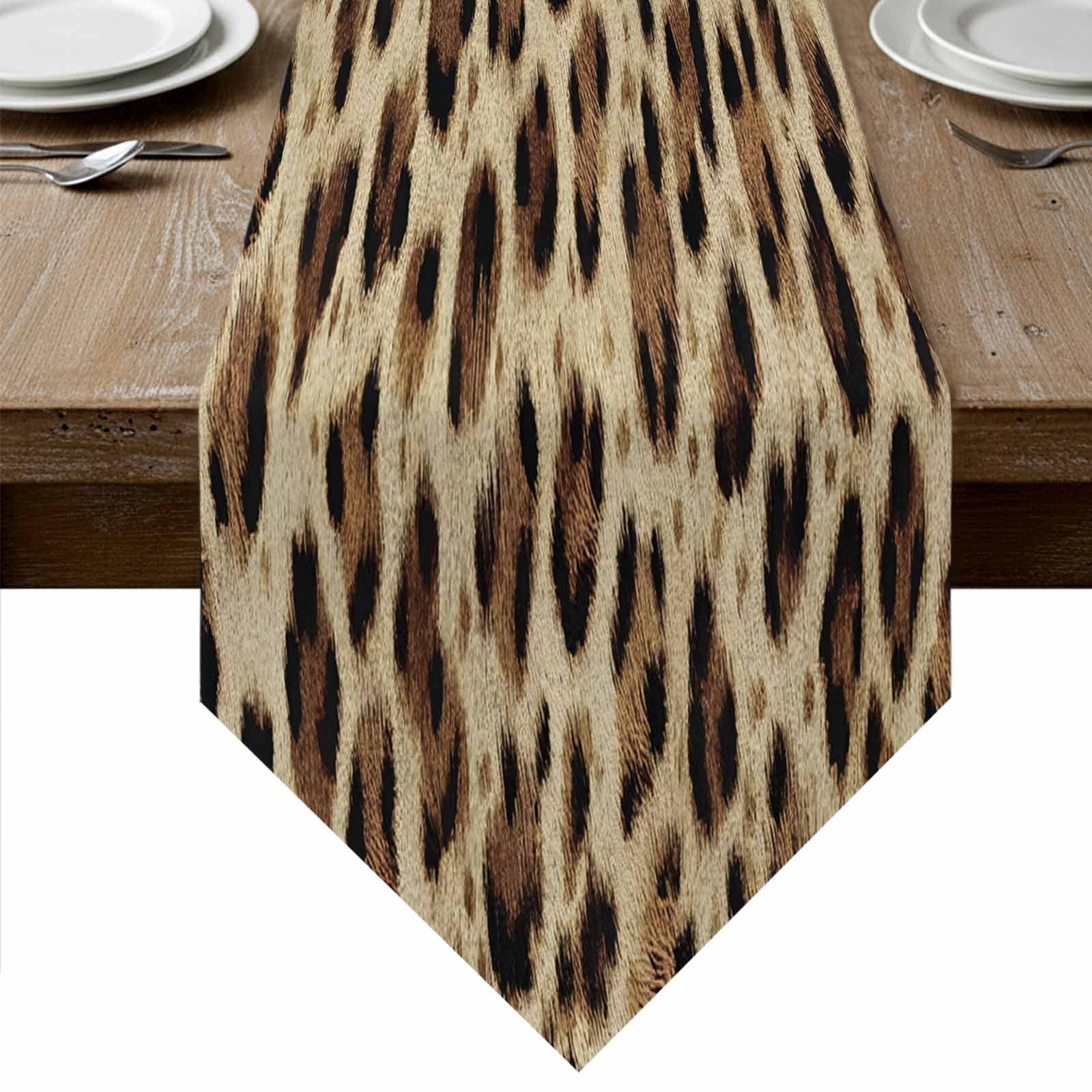 Leopard Prints Table Runner Linen Burlap Table Runner 72 Inches Long ...