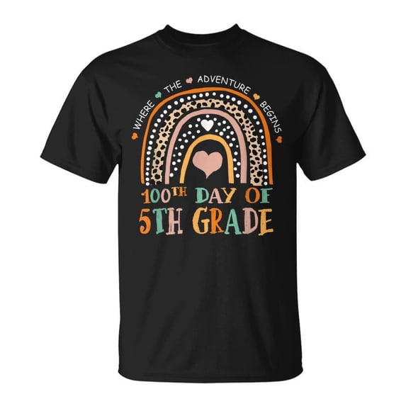 Leopard Rainbow 5Th Grade 100Th Day Of School Teacher Tshirt - Walmart.com