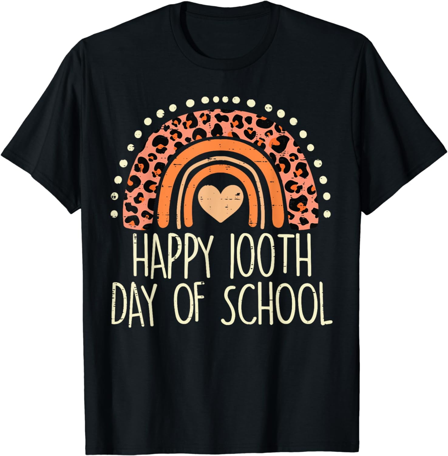 Leopard Rainbow Happy 100th Day School Cute 100 Days Teacher T-Shirt ...
