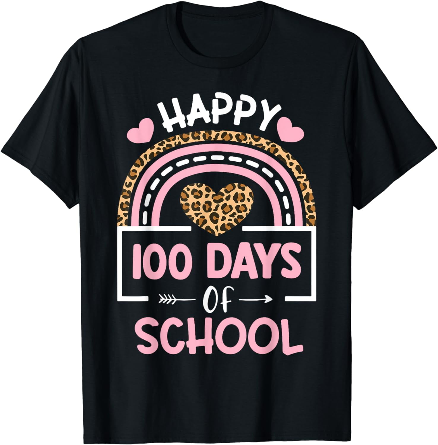 Leopard Rainbow Happy 100th Day School Cute 100 Days Teacher T-Shirt ...