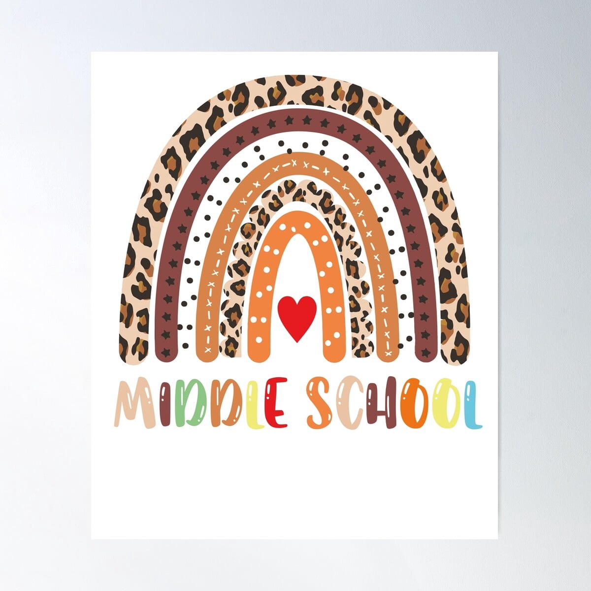Leopard Rainbow Middle School Teacher First Day Of School Poster Wall ...