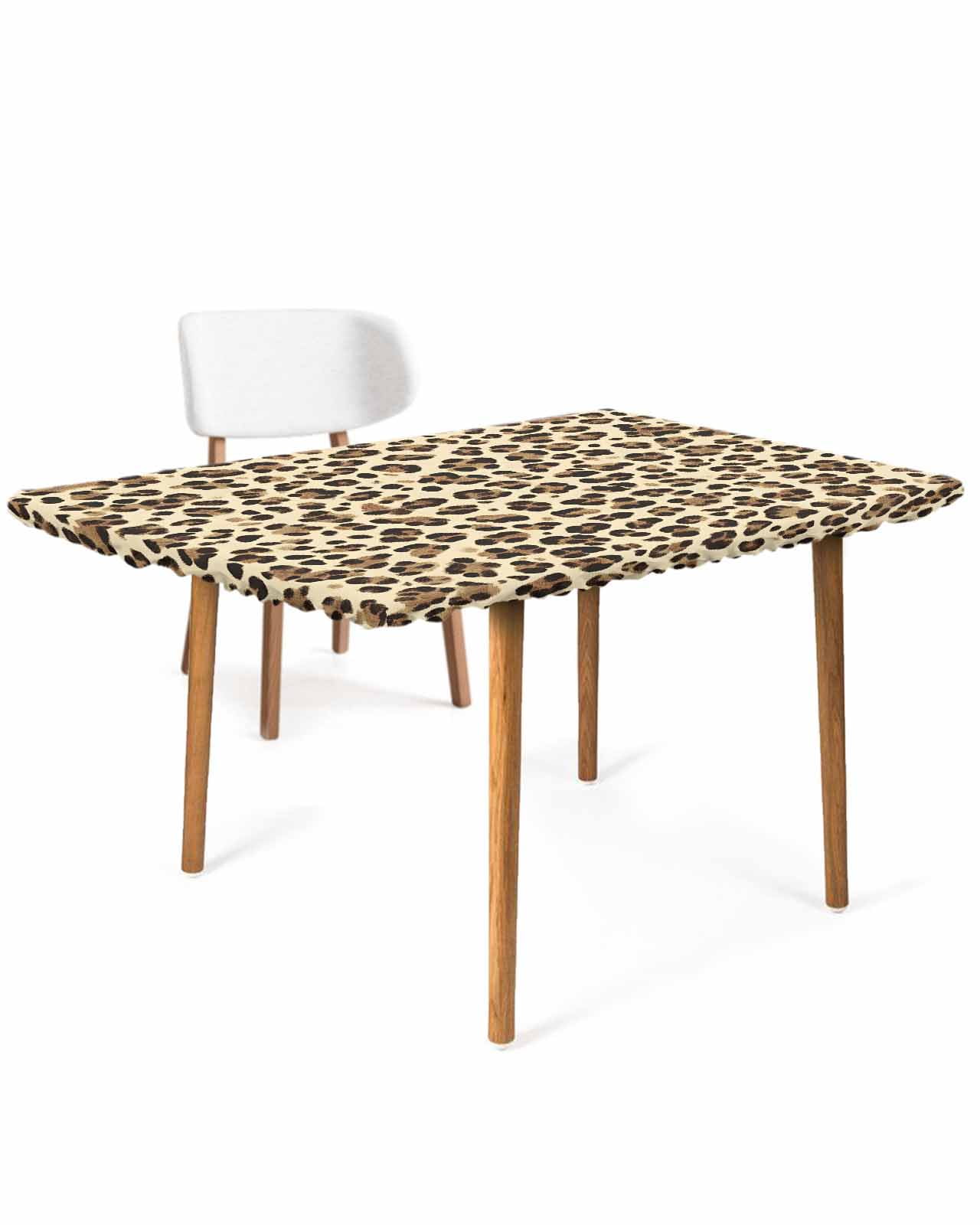 Leopard Rectangle Tablecloth, Waterproof Elastic Fitted Table Covers ...