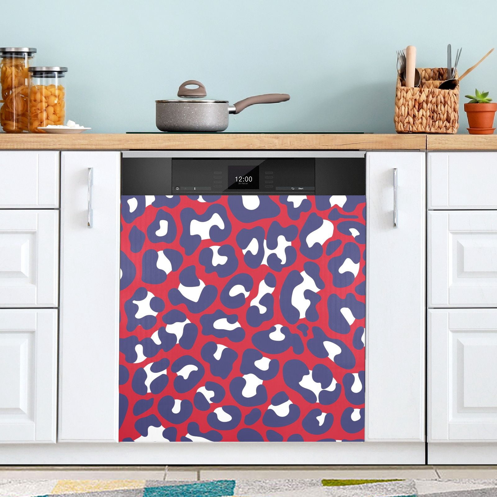 Leopard with Red White and Blue Dishwasher Magnet Cover Magnetic ...