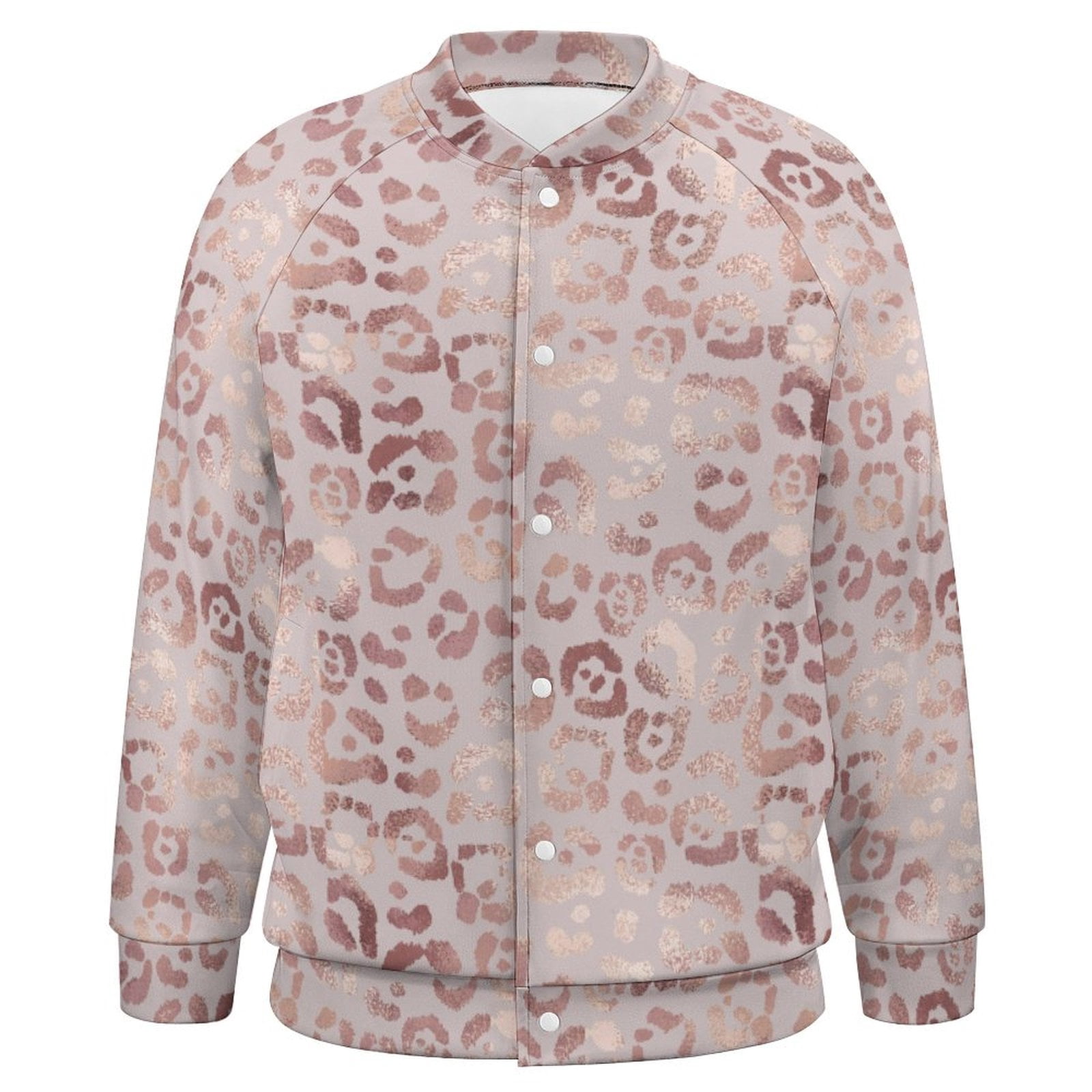 Leopard Rose Gold Texture Baseball Jersey Fashion Ribbed Sleeve Man ...