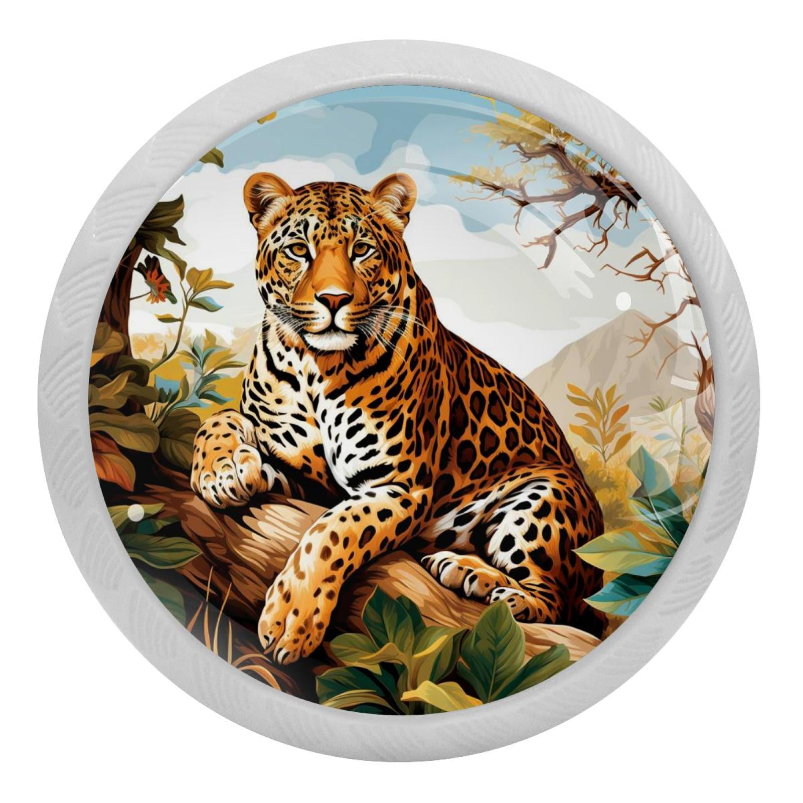 Leopard Round Glow-in-the-Dark Cabinet Knobs: Fluorescent Drawer Pulls ...