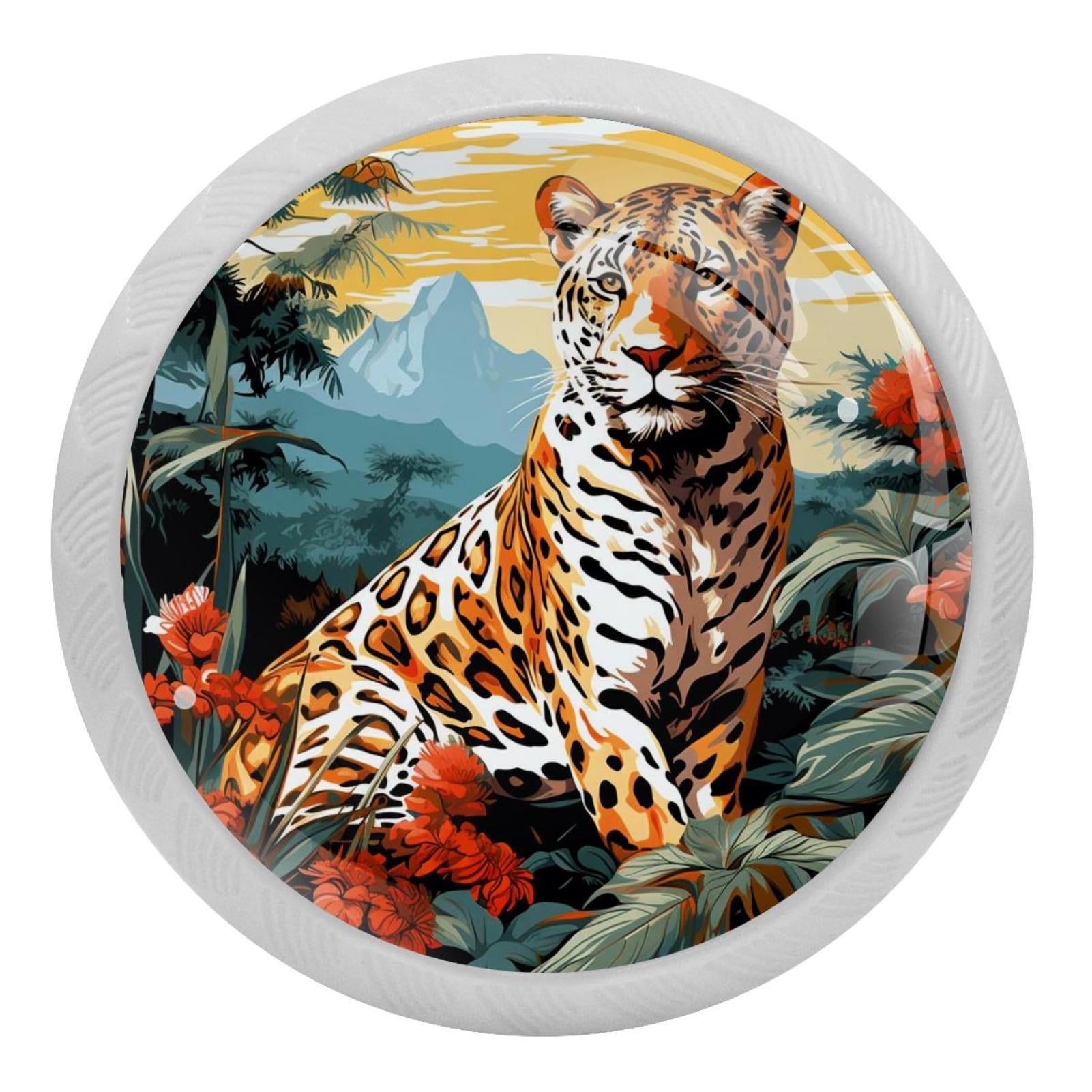 Leopard Round Glow-in-the-Dark Cabinet Knobs: Fluorescent Drawer Pulls ...