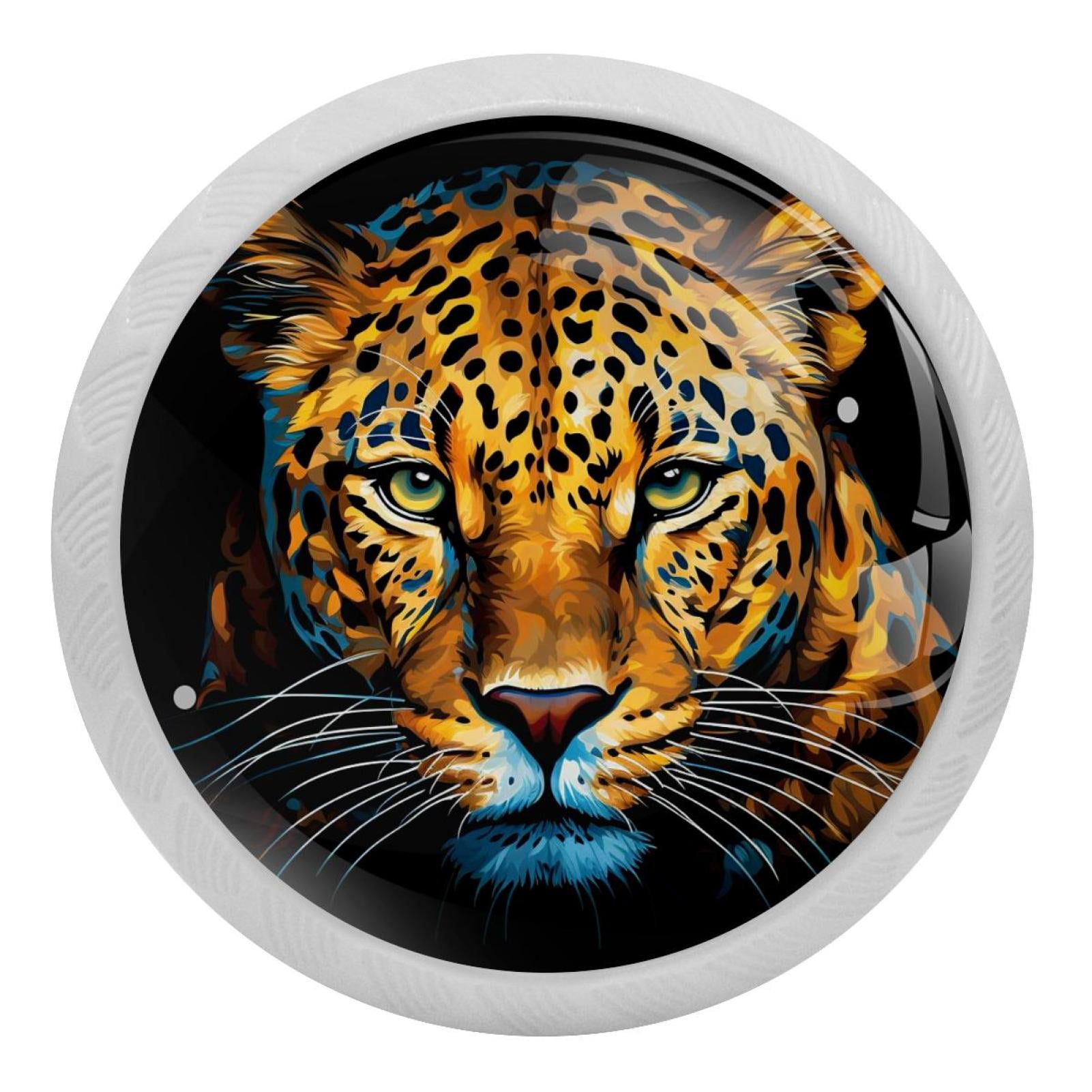 Leopard Round Glow-in-the-Dark Cabinet Knobs: Fluorescent Drawer Pulls ...