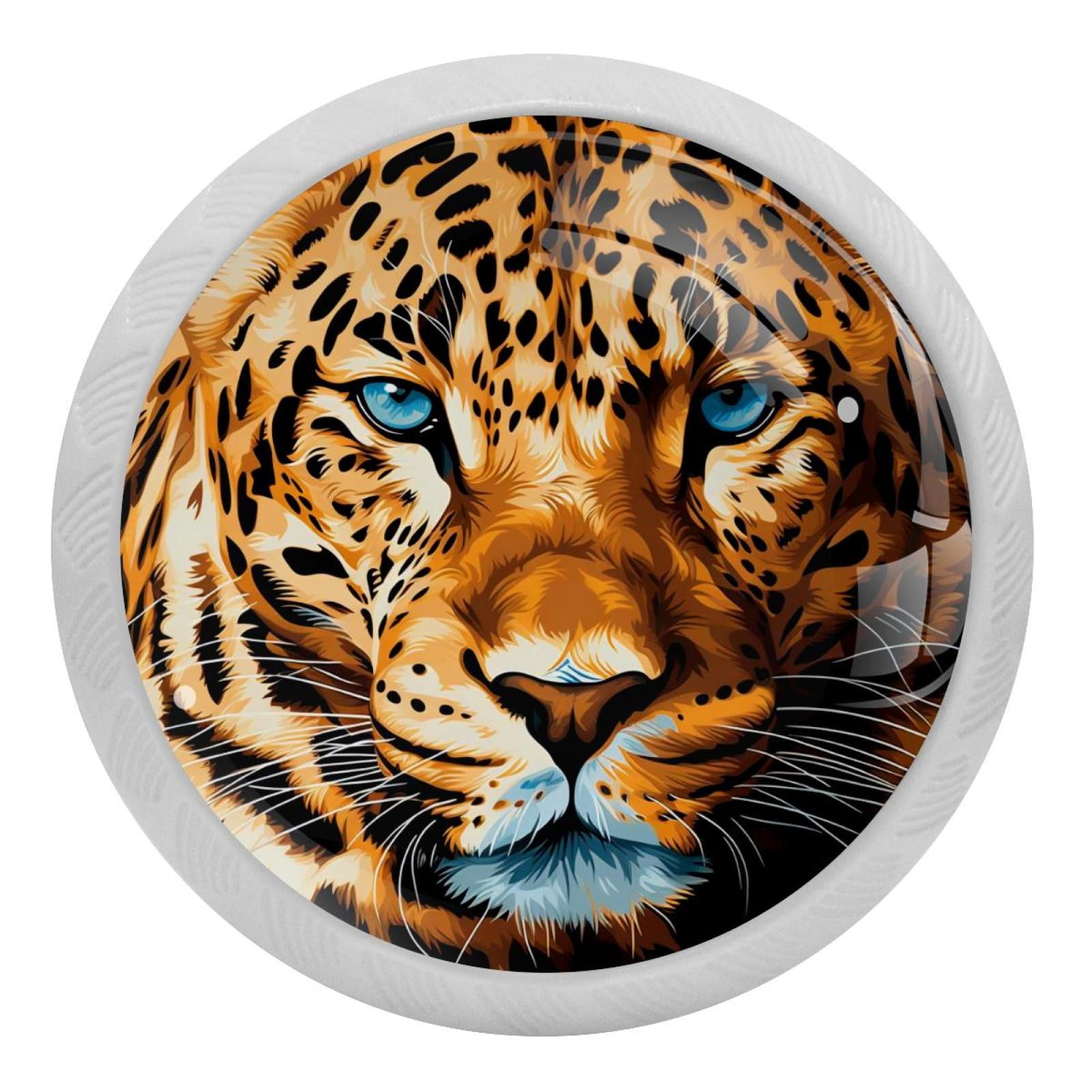 Leopard Round Glow-in-the-Dark Cabinet Knobs with Screws - 4 Pack ...