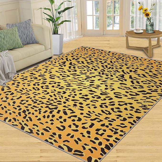 Leopard Rug, Leopard Animal Print Texture Washable Rugs, With Anti-Slip ...