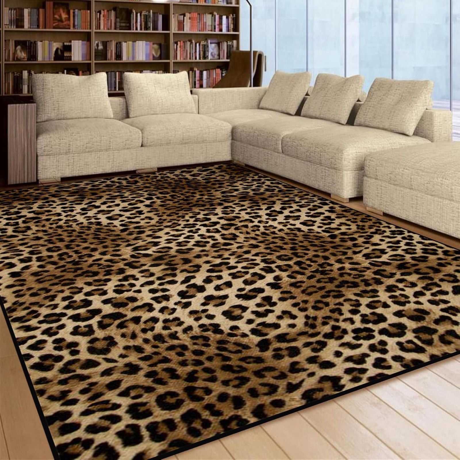 Leopard Rug Living Room Area Rug Washable Non-Slip Leopard Print ...