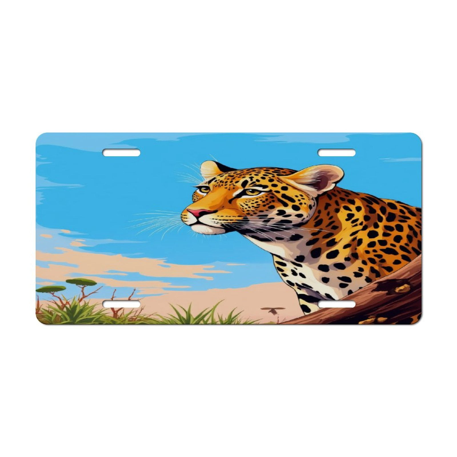 Leopard in Savannah Car Decorative Front License Plate,Vanity Tag,Metal ...
