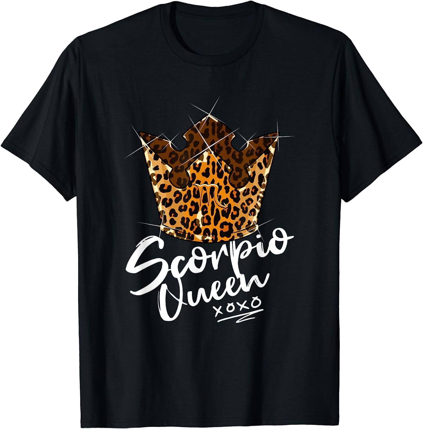Leopard Scorpio Queen Zodiac Sign with Leopard Pattern Crown T-Shirt ...