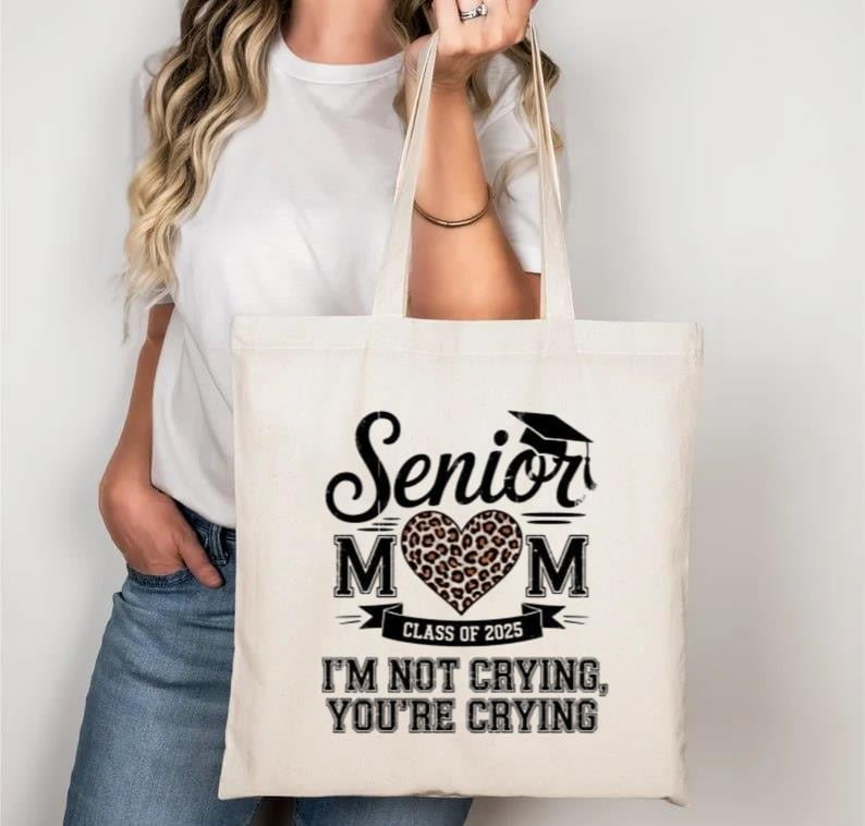 Leopard Senior Mom 2025 Tote Bag Funny Graduation Wild Style, a gift ...