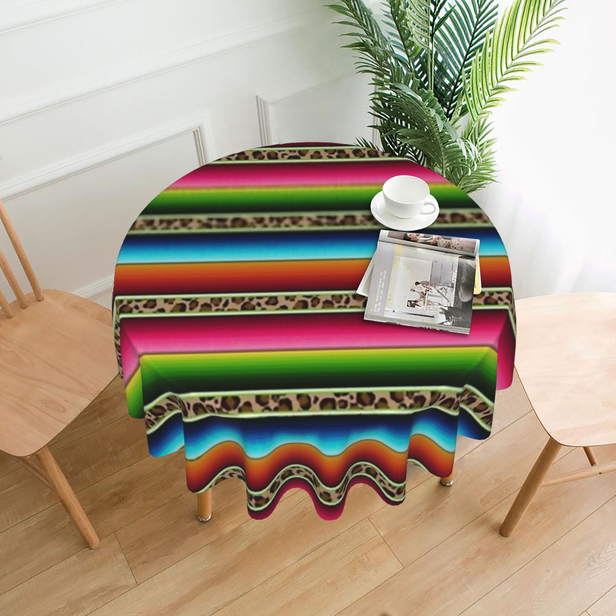 Leopard Serape Polyester Round Tablecloths 60 Inch for Kitchen Dinning ...