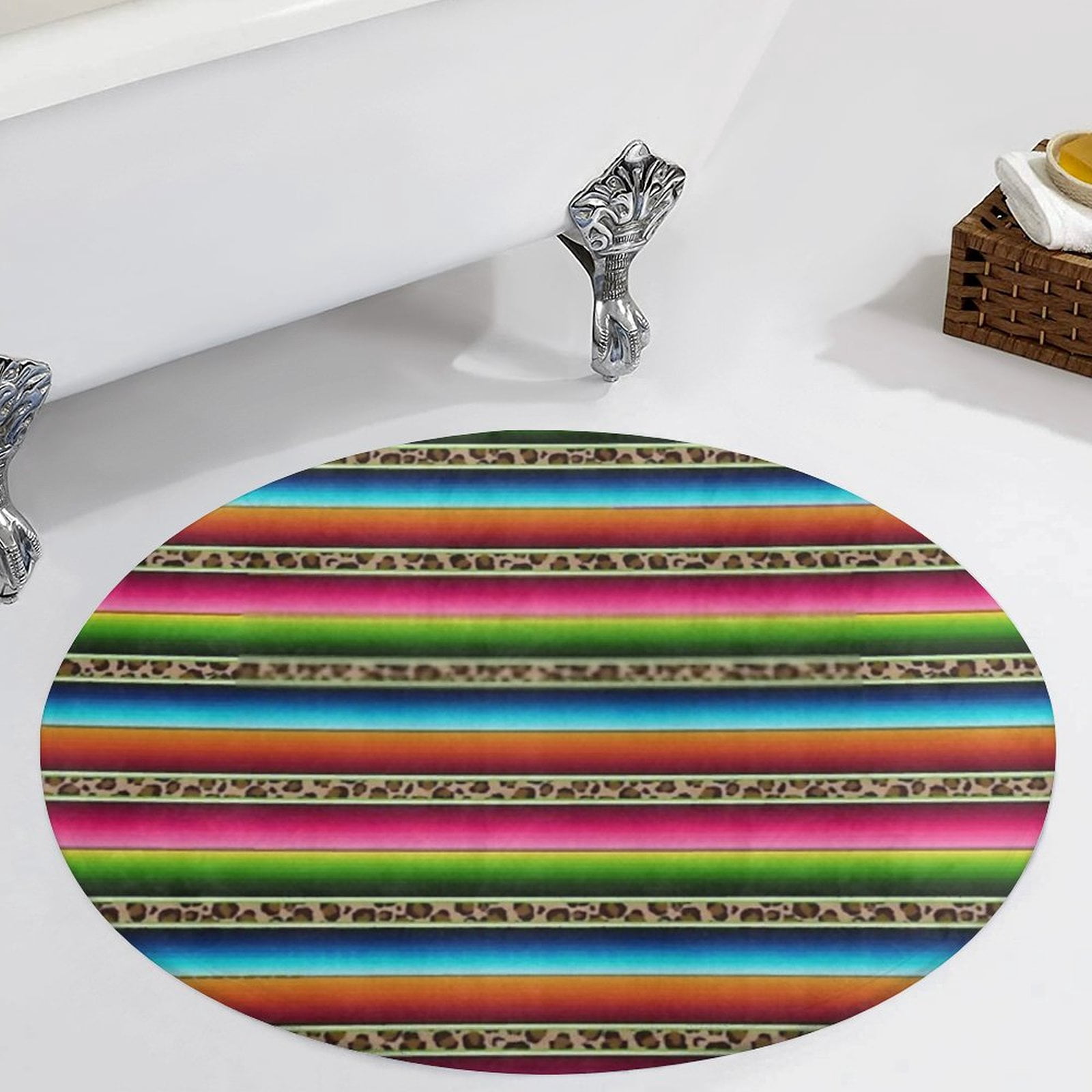 Leopard Serape Round Carpet Circle Rug Outdoor Patio Area Rug Washable ...