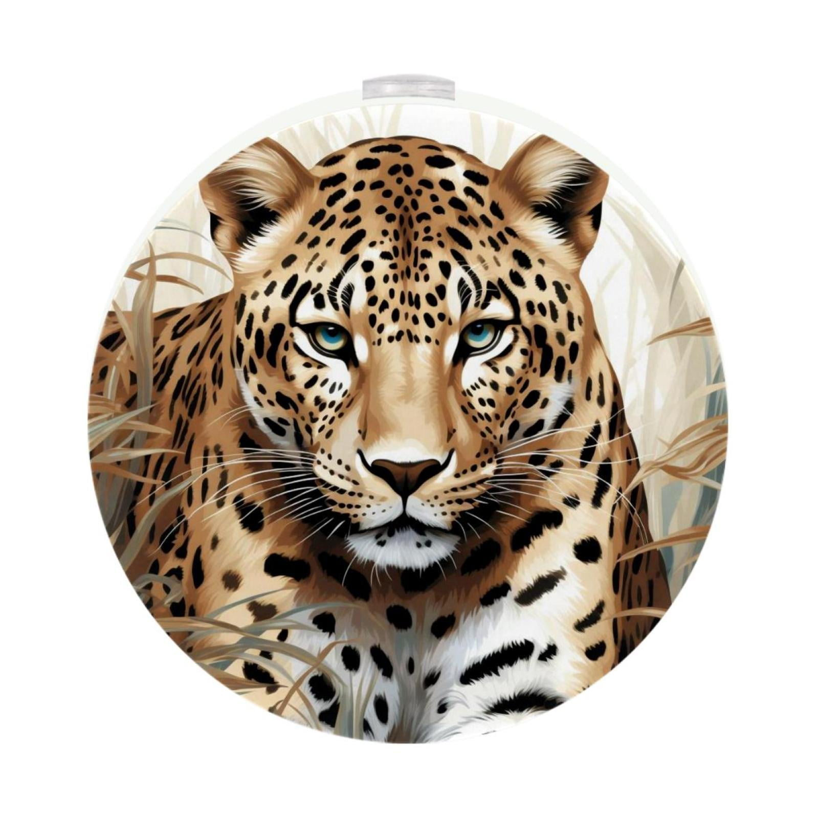 Leopard Set of 2 LED Round Night Lights for Brightening up your Space ...