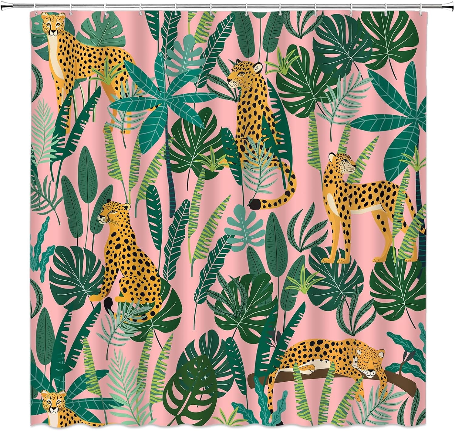 Leopard Shower Curtain Wildlife Animal Leopard Asian Pink Cheetah Tiger ...