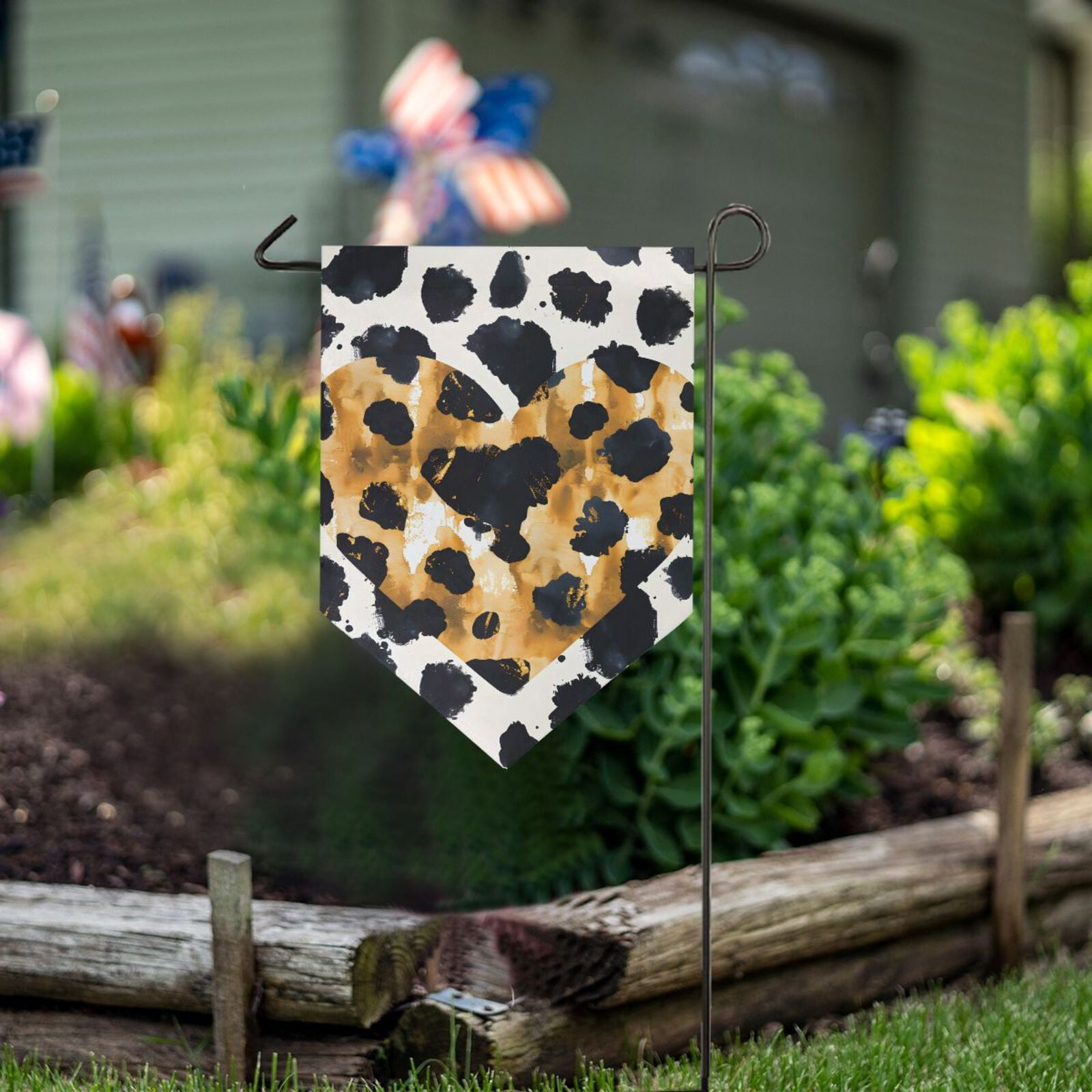 Leopard Skin Heart Garden Flag 18" x 12.5" Double Sided Yard Lawn ...