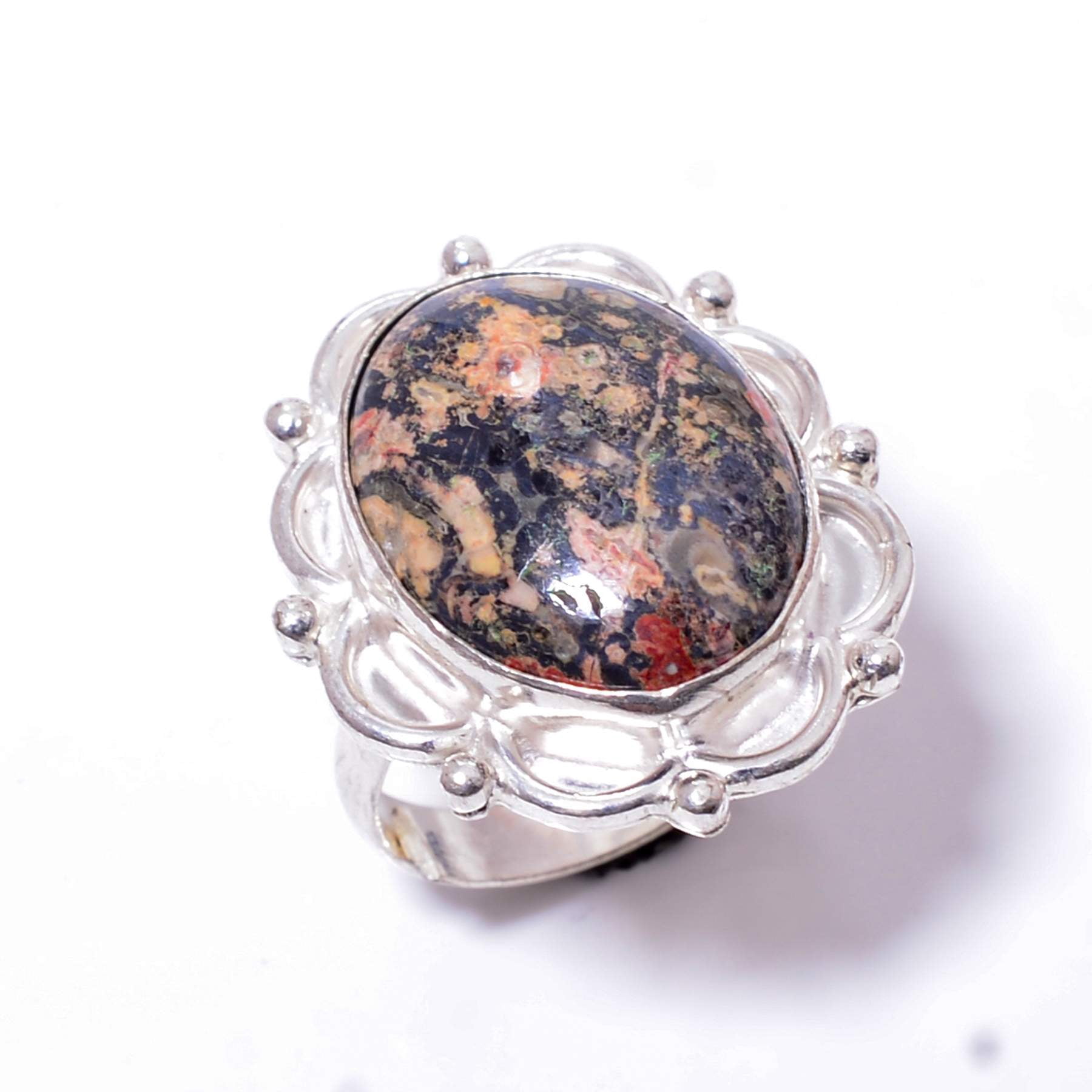 Leopard Skin Jasper - Mexico Handmade 925 Sterling Silver Ring S.8.5 ...