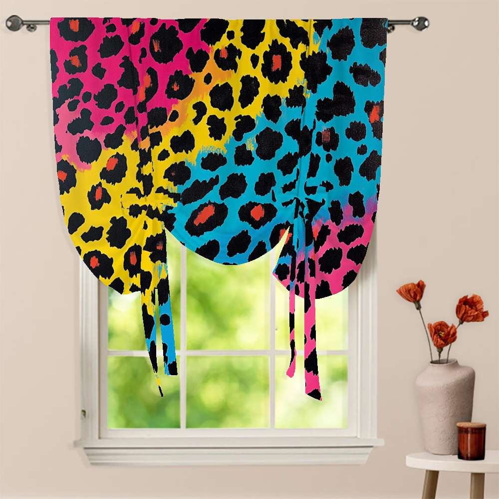 Leopard Spot Window Curtain for Living Room Roman Curtain Kitchen Tie ...