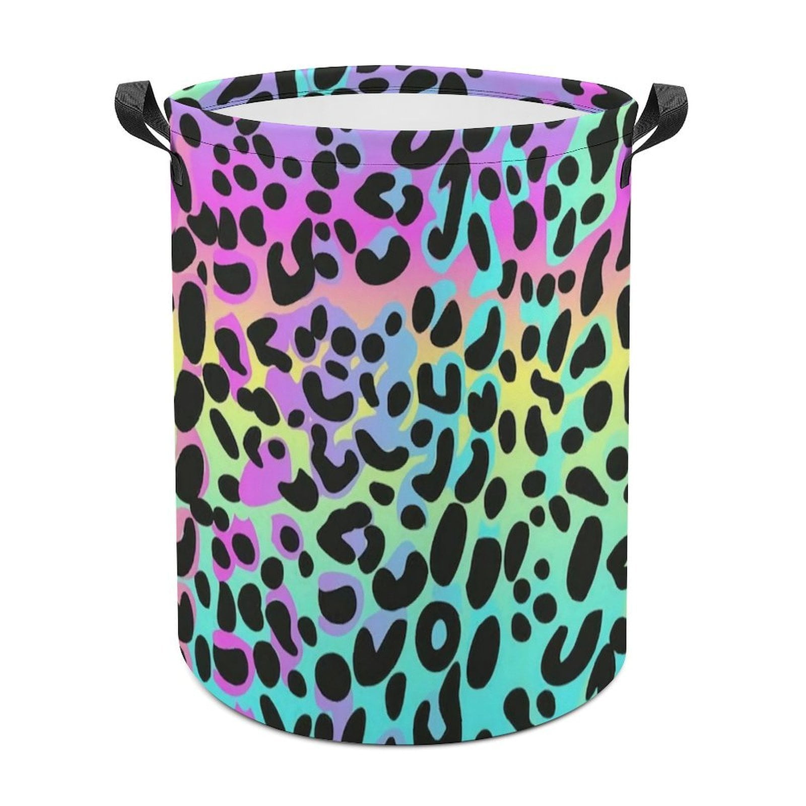Leopard Spots Rainbow Leopard Print Laundry Bag, Collapsible Round ...