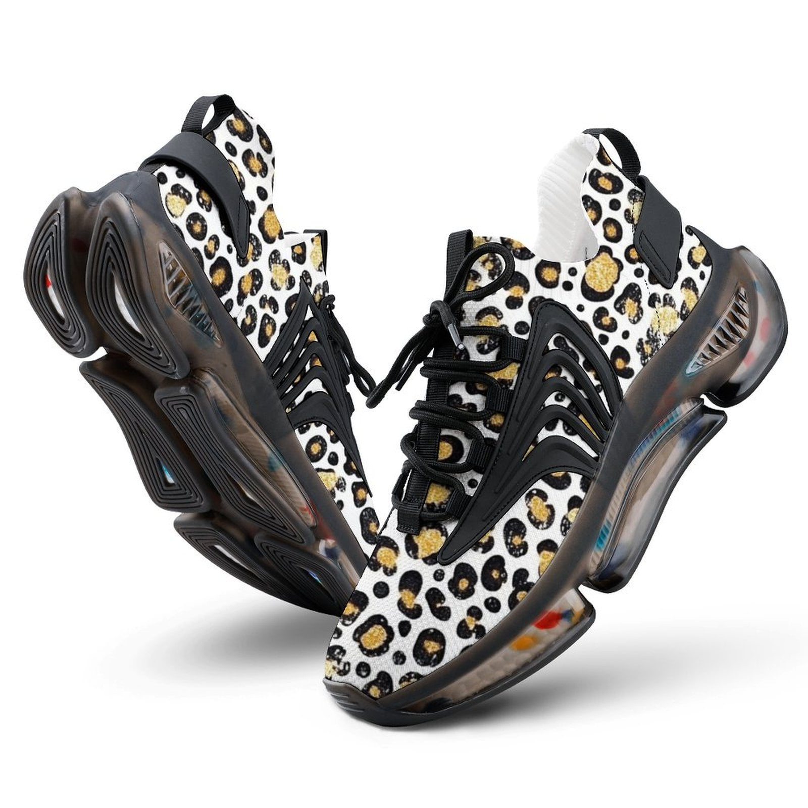 Leopard Spots in Black And Gold Walking Shoes for Men Woman Lightweight ...