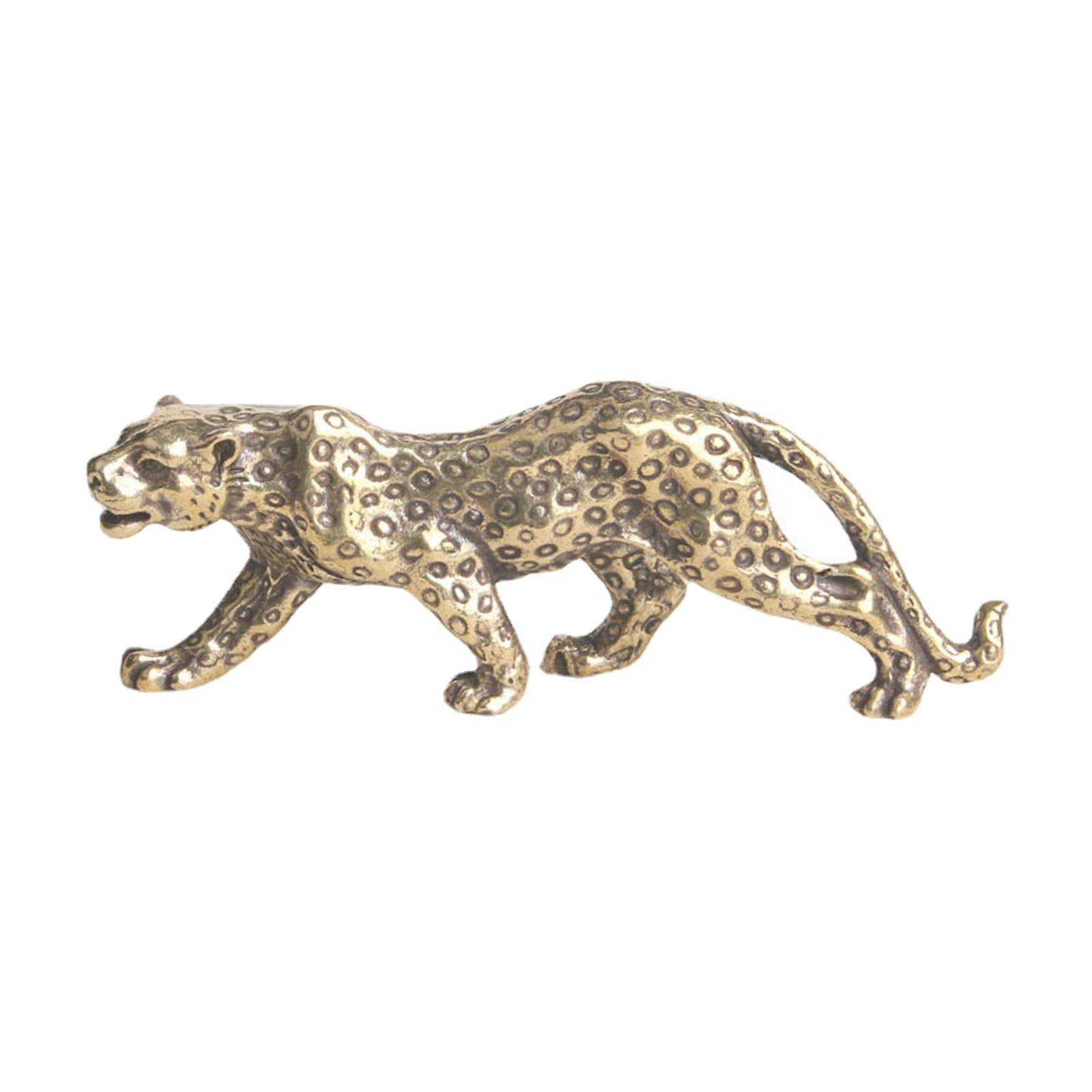 Leopard Statue Cheetah Figurines Copper Realistic Simulation Ornament ...