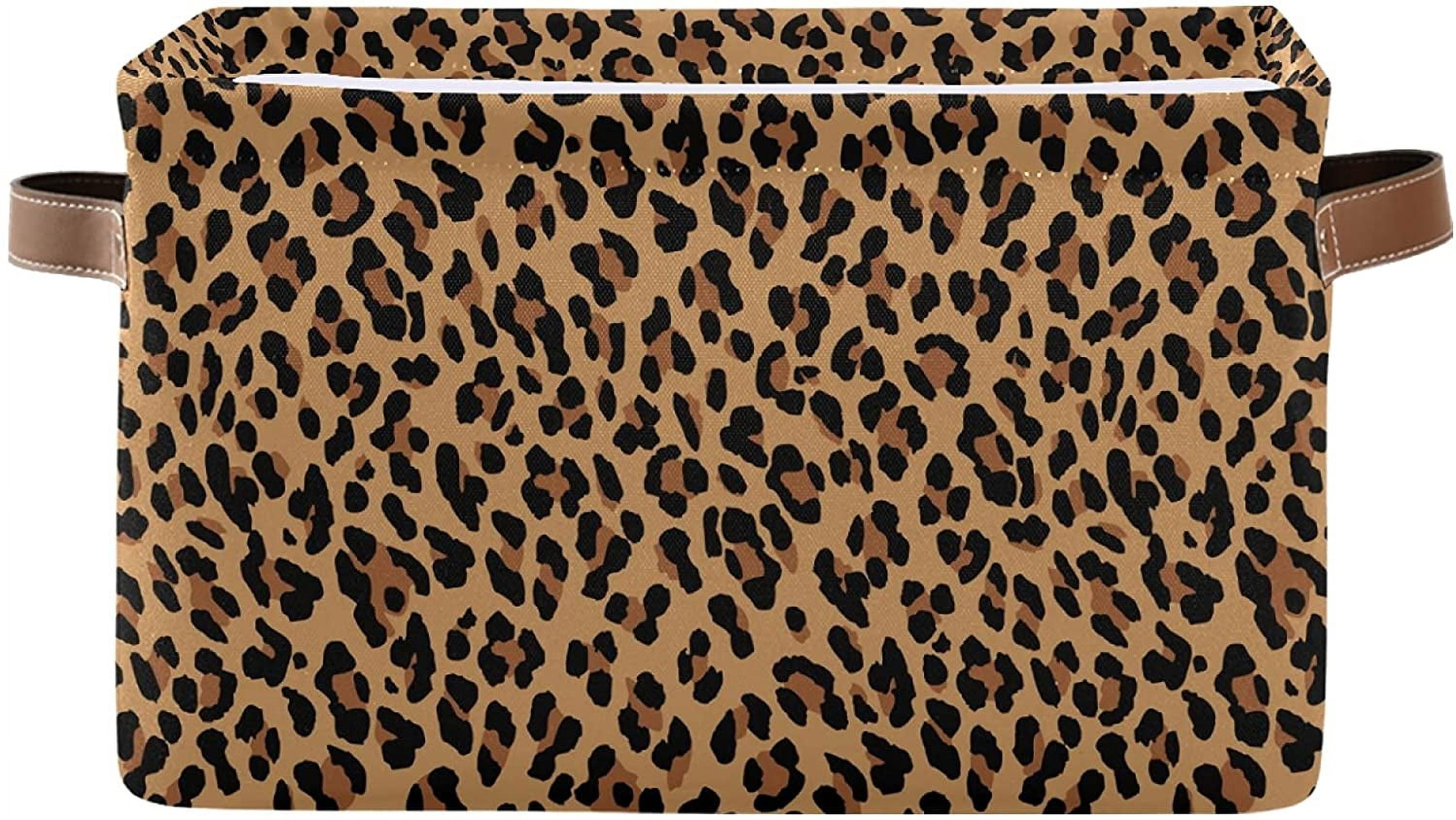 Leopard Storage Basket Square Collapsible Laundry Hamper Clothes Toys ...