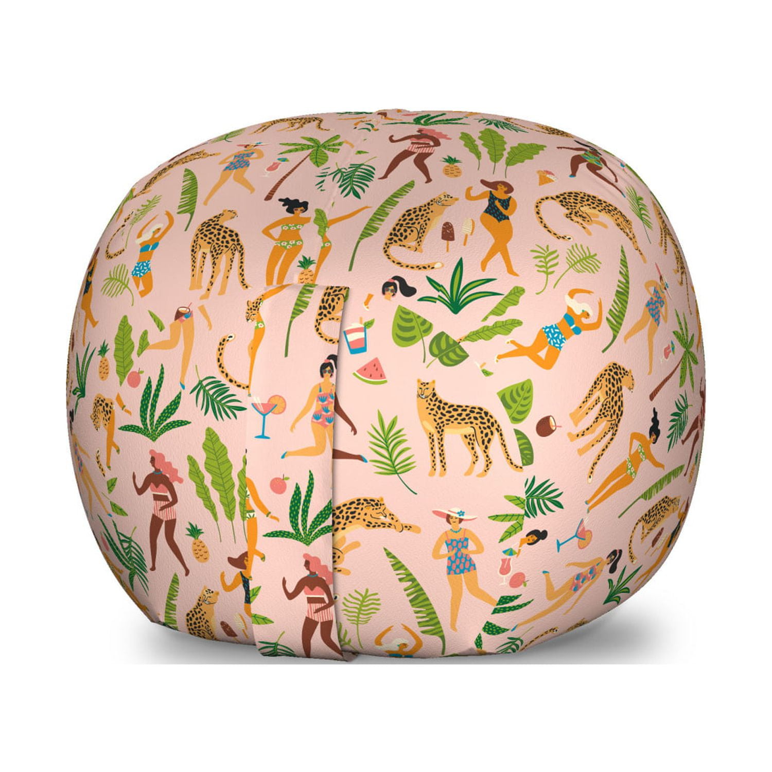 Leopard Storage Toy Bag Chair, Ladies in Swimsuits with Palm Trees ...