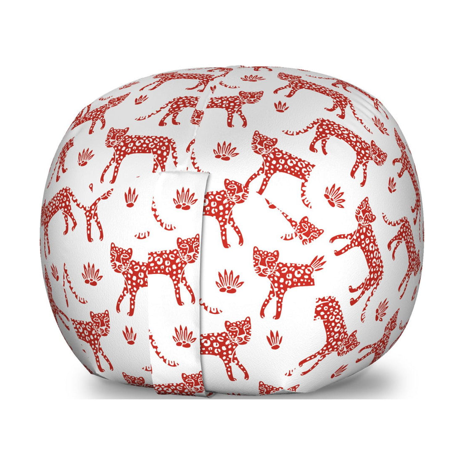 Leopard Storage Toy Bag Chair, Warm Colored Animal Drawings with Spots ...