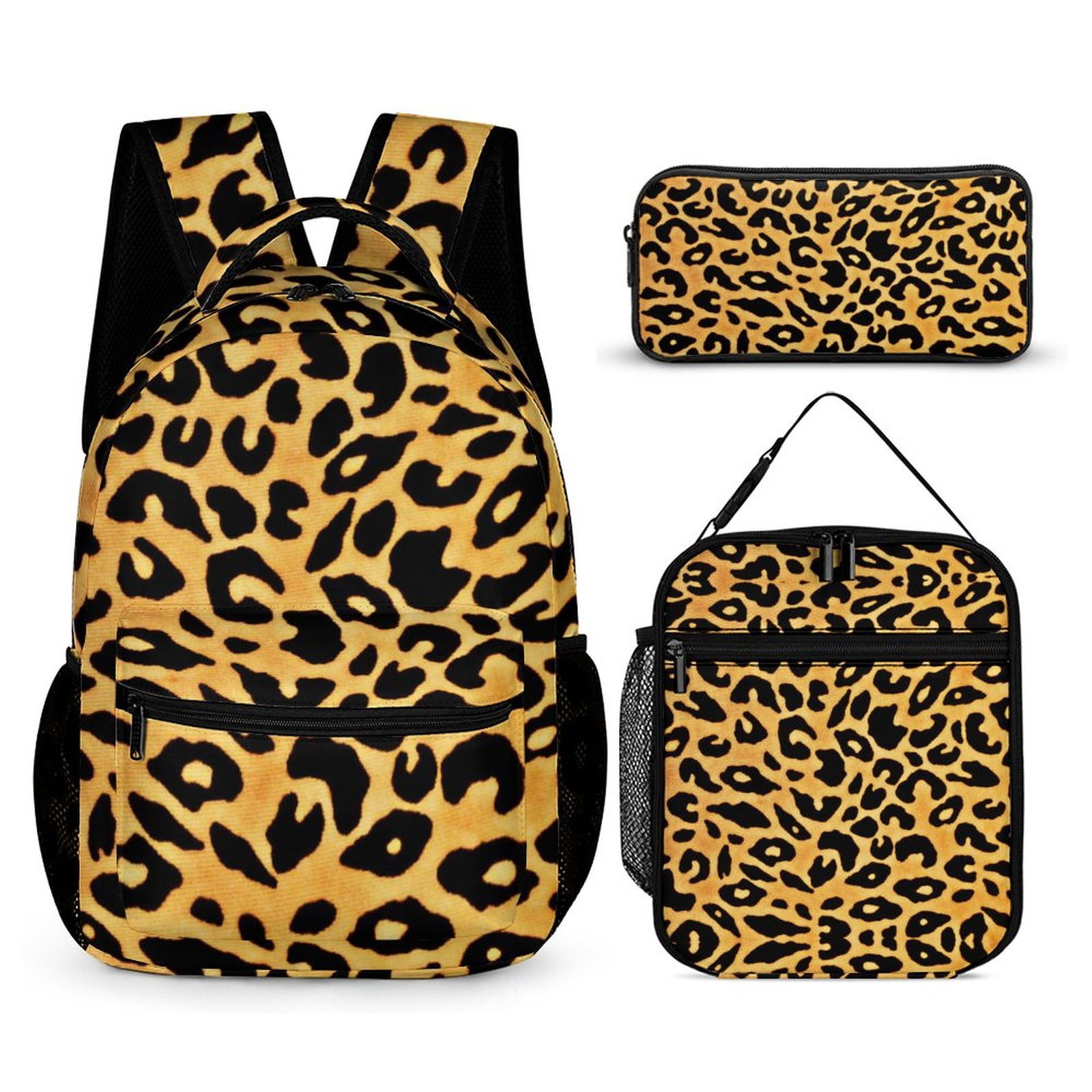 Leopard Stripes 3 Piece Backpack Sets With Lunch Bag Pencil Case ...