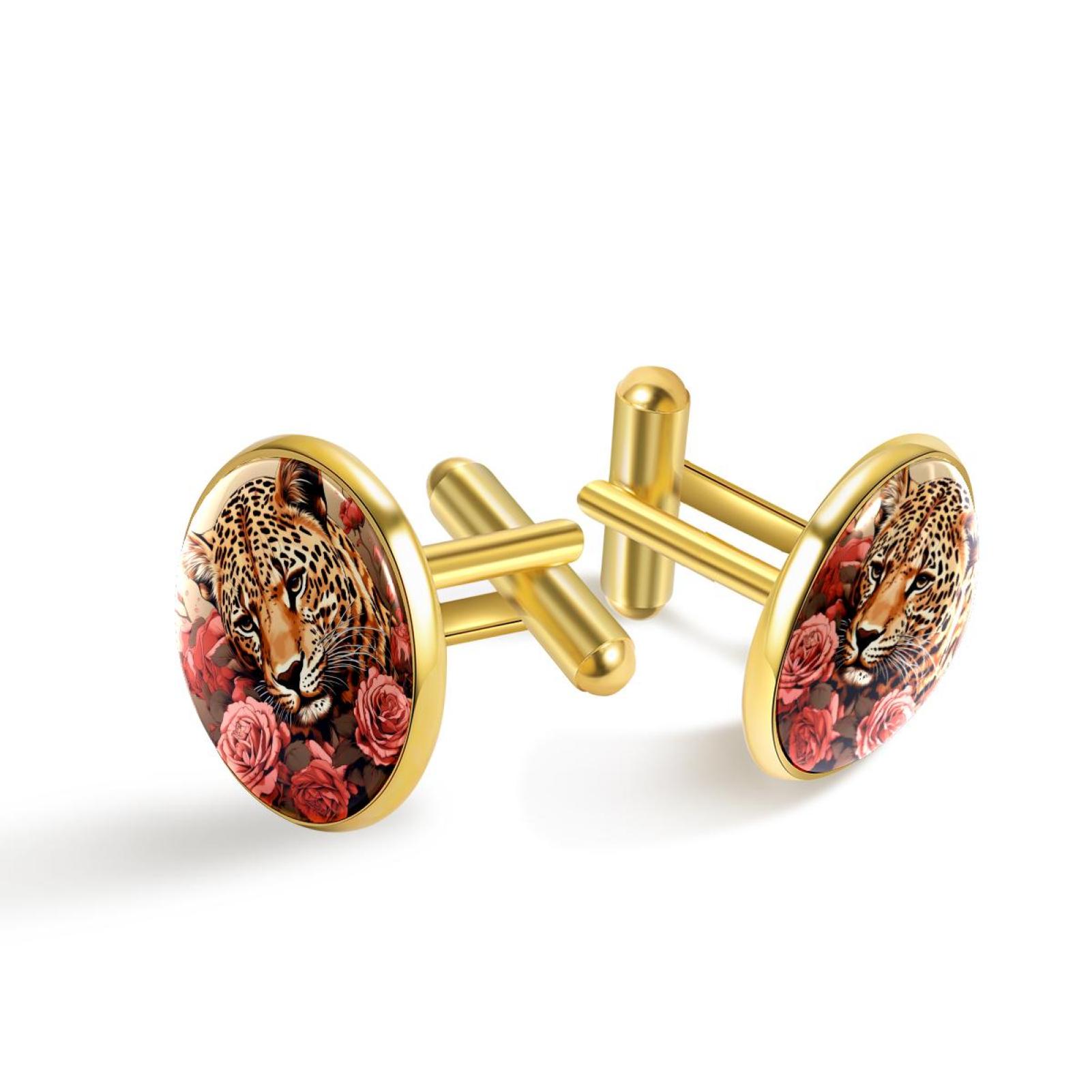 Leopard Stylish Men's Cufflink Set for Formal Attire, Made of Stainless ...