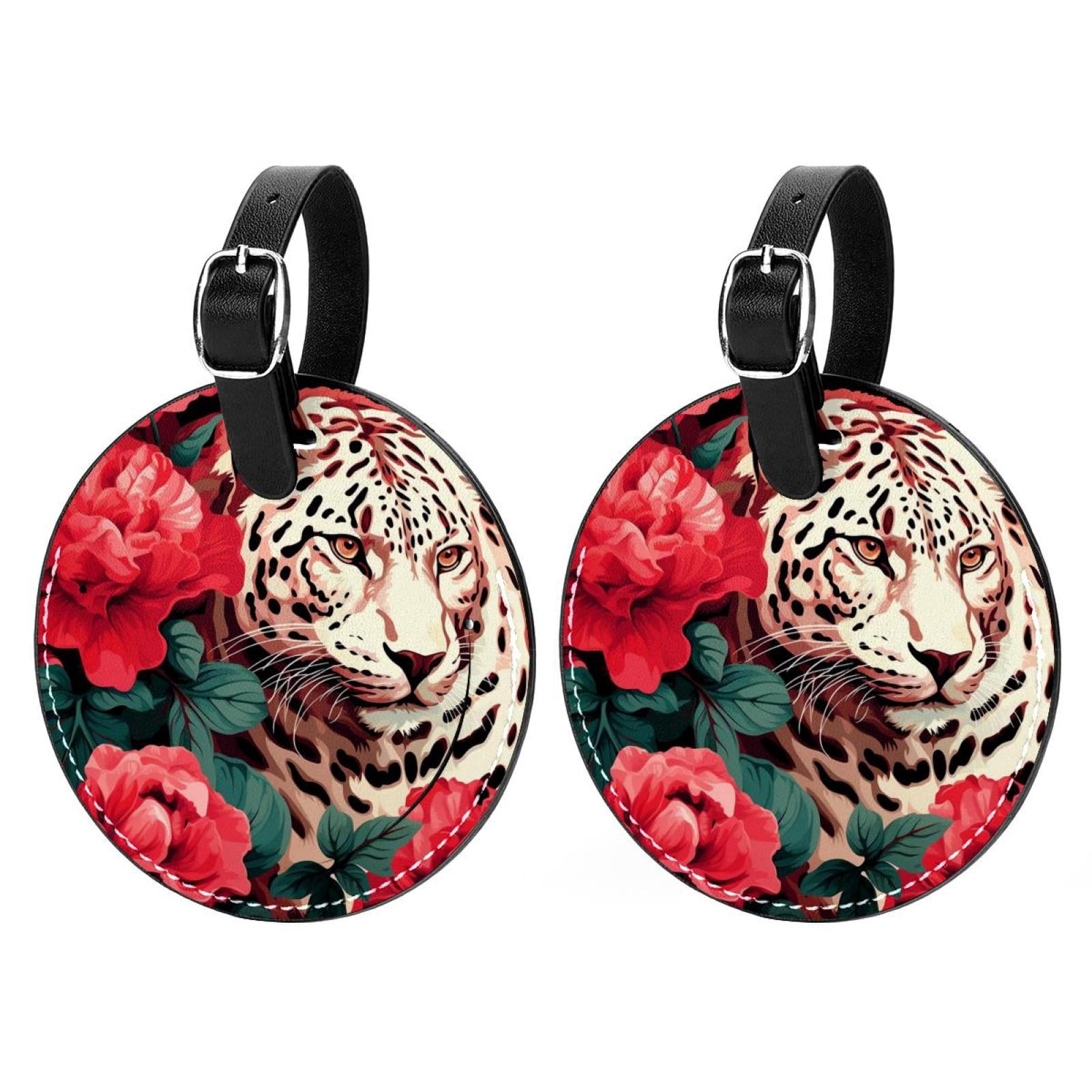 Leopard Stylish PU Leather Luggage Tags - Travel Tag Set for Easy ...