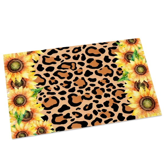 Leopard Sunflower Door Mat 16x24 Inch Abstract Summer Yellow Flower ...