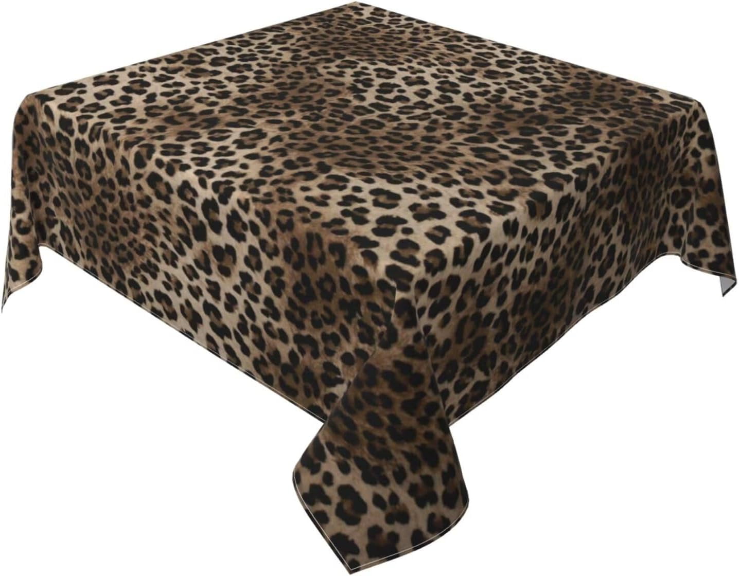 Leopard Tablecloth 60 x 60 Inch Square, Brown Cheetah Leopard Print ...