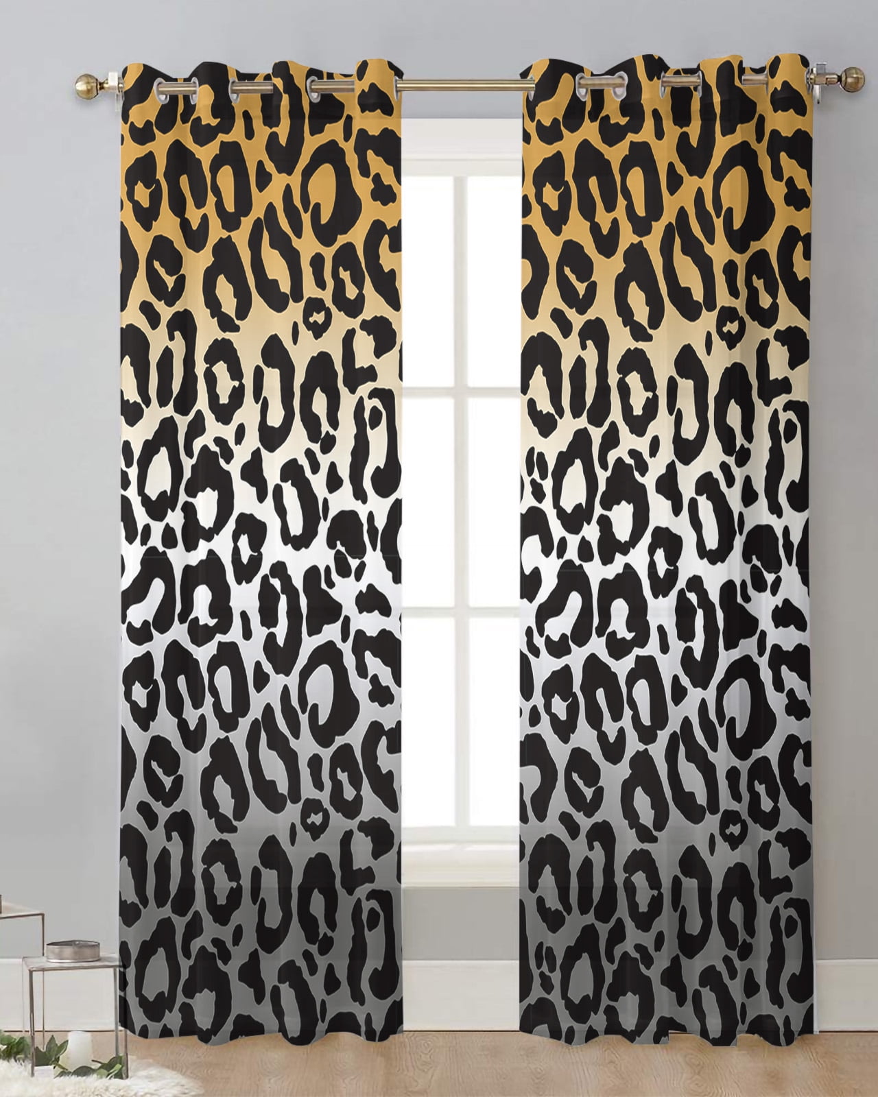 Leopard Texture Bedroom Organza Voile Curtain Window Treatment Drapes ...