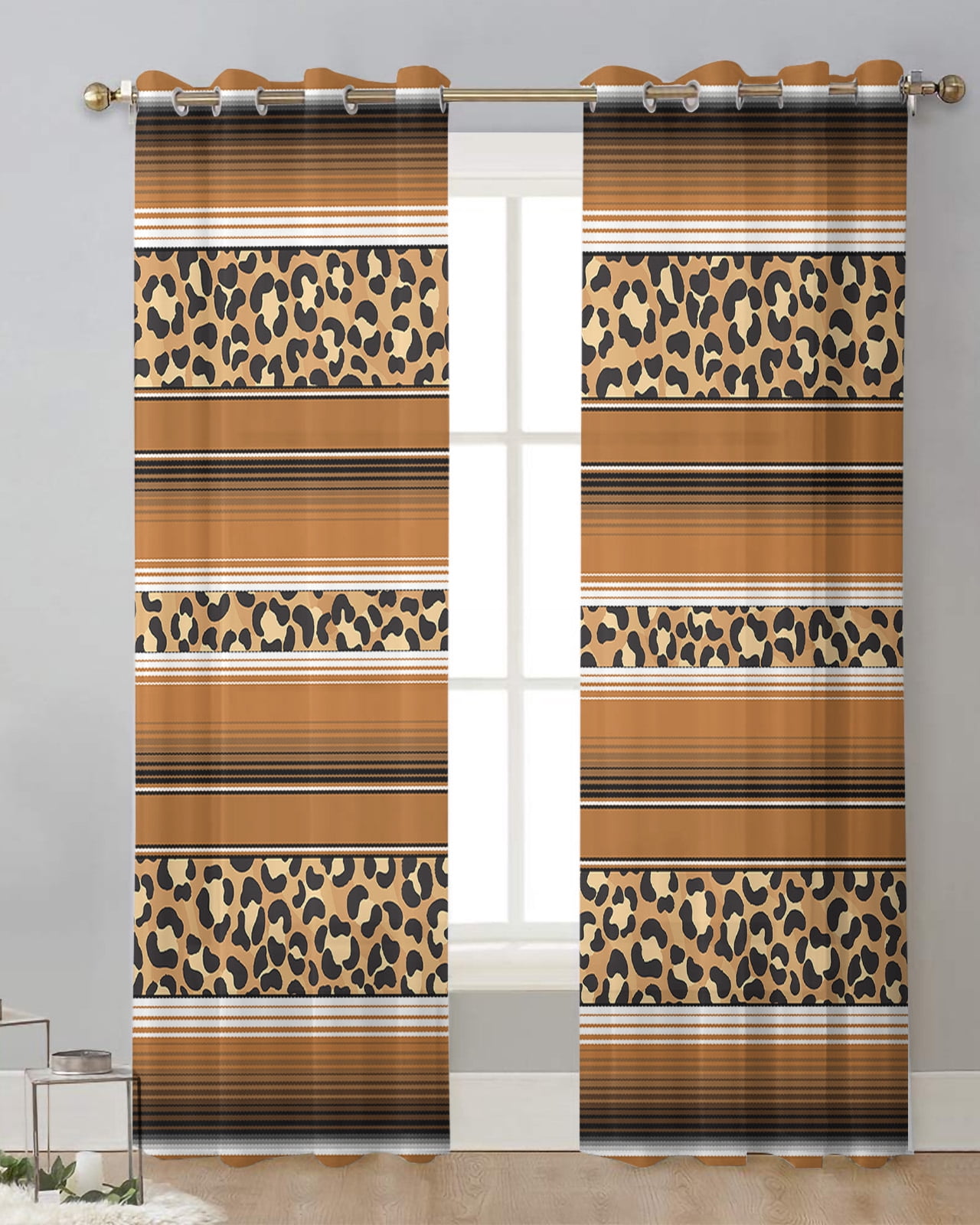 Leopard Texture Bedroom Organza Voile Curtain Window Treatment Drapes ...