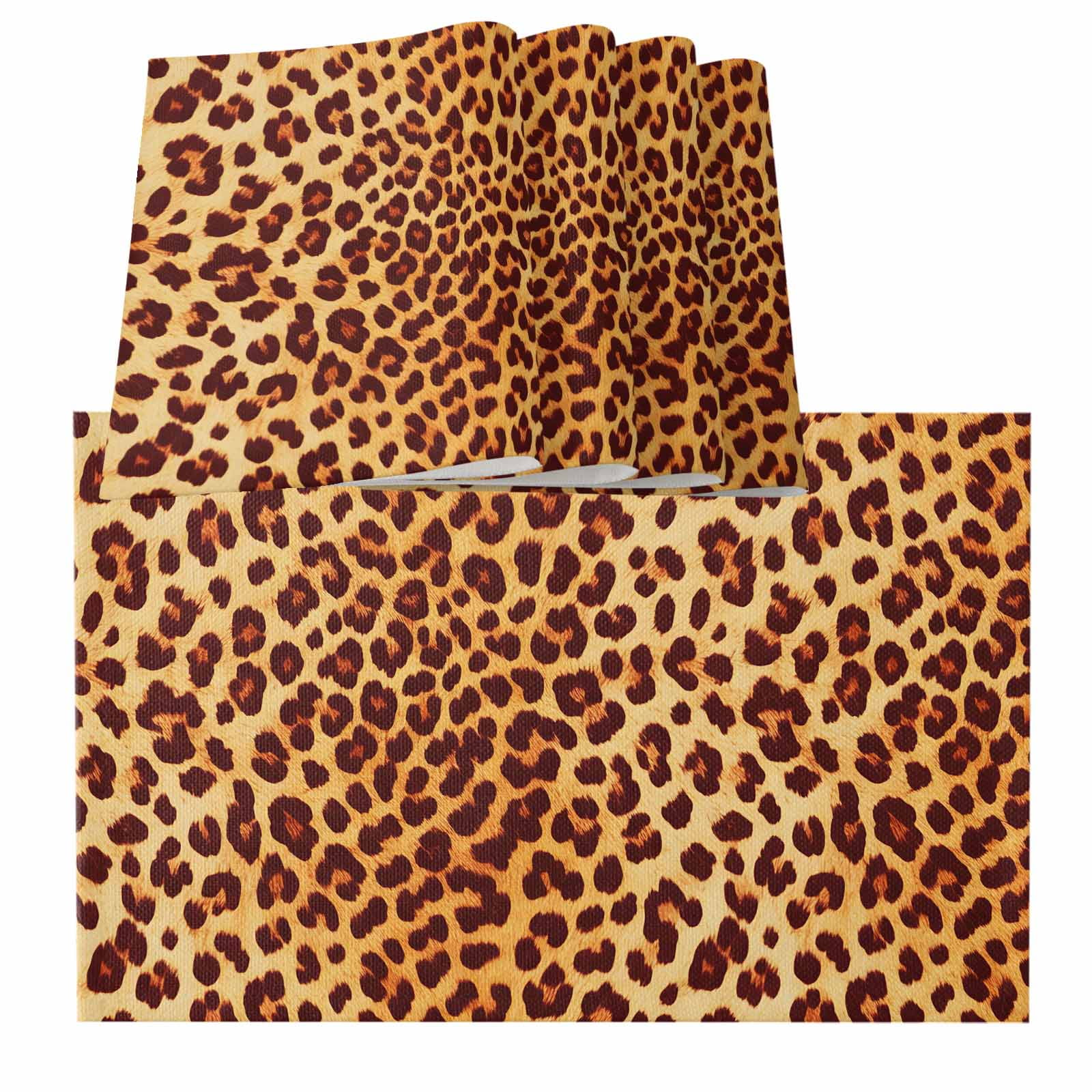 Leopard Texture Print Orange Yellow Retro Farmhouse Burlap Kitchen ...