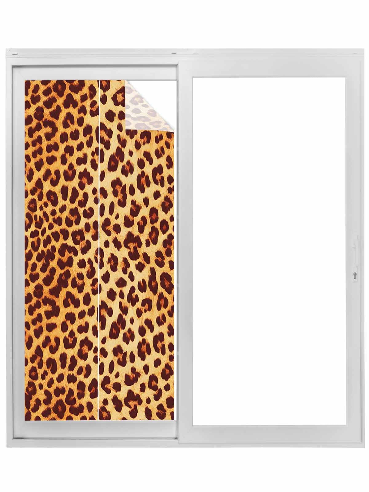 Leopard Texture Print Window Privacy Film, Orange Yellow Retro ...