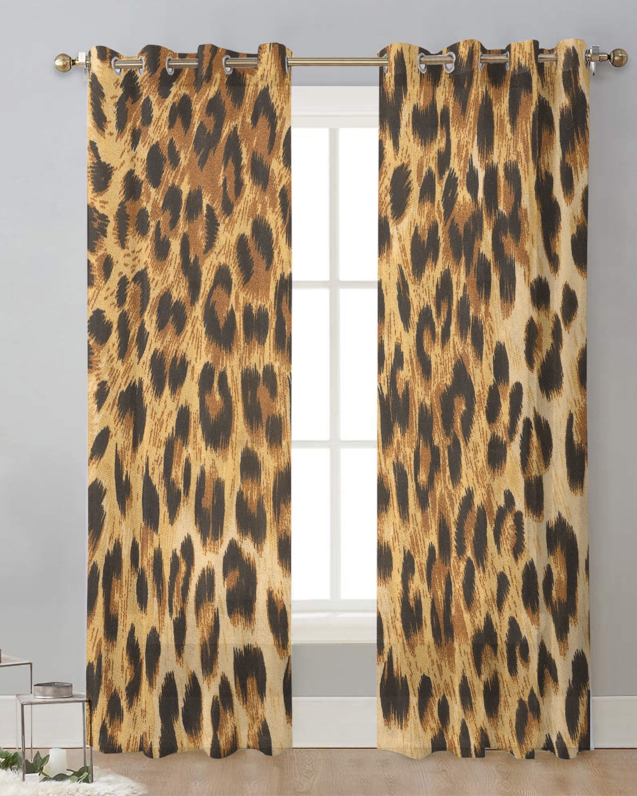 Leopard Texture Sheer Curtains For Living Room Window Screening ...