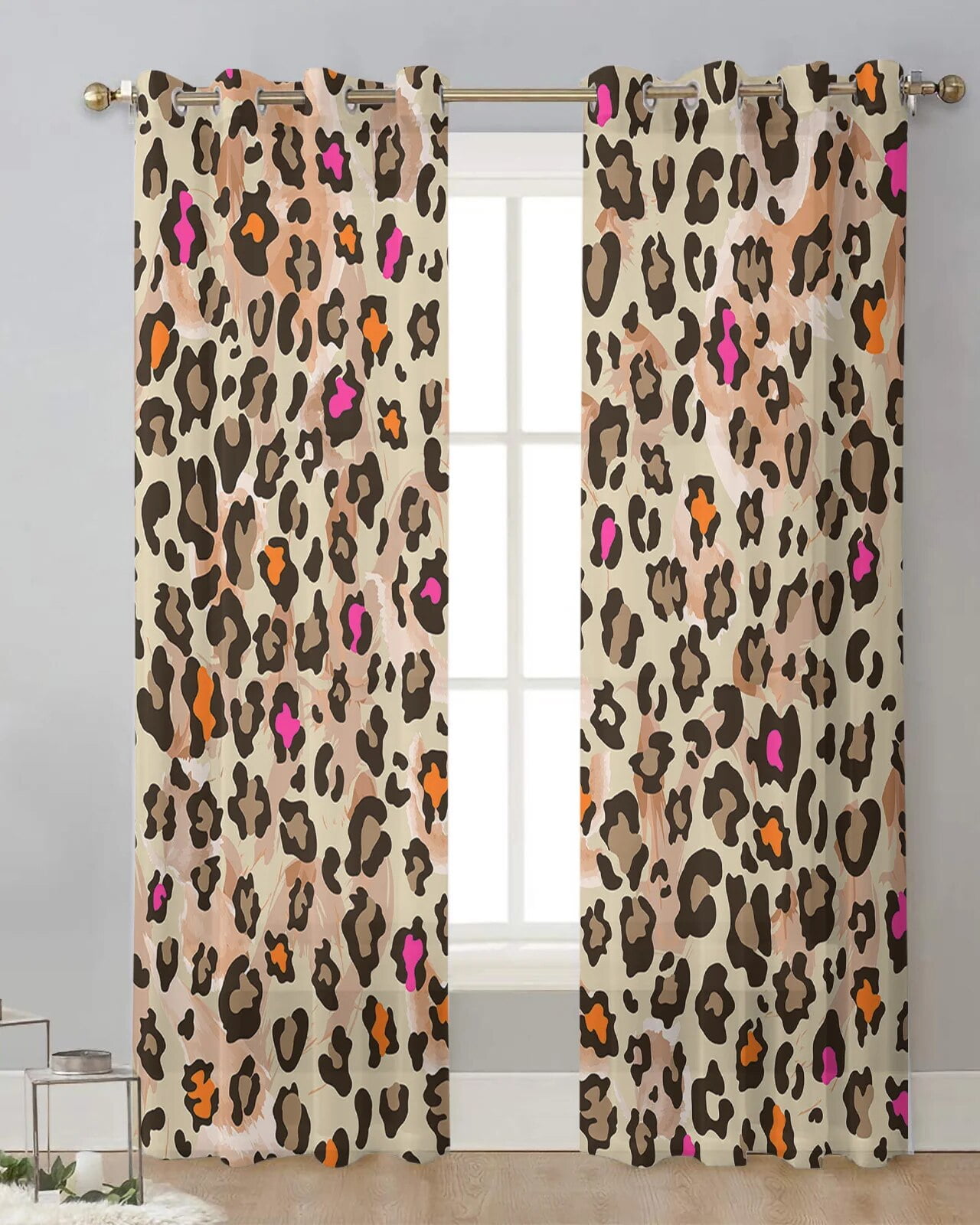Leopard Texture Wave Point Voile Hanging Curtain Living Room Sheer ...
