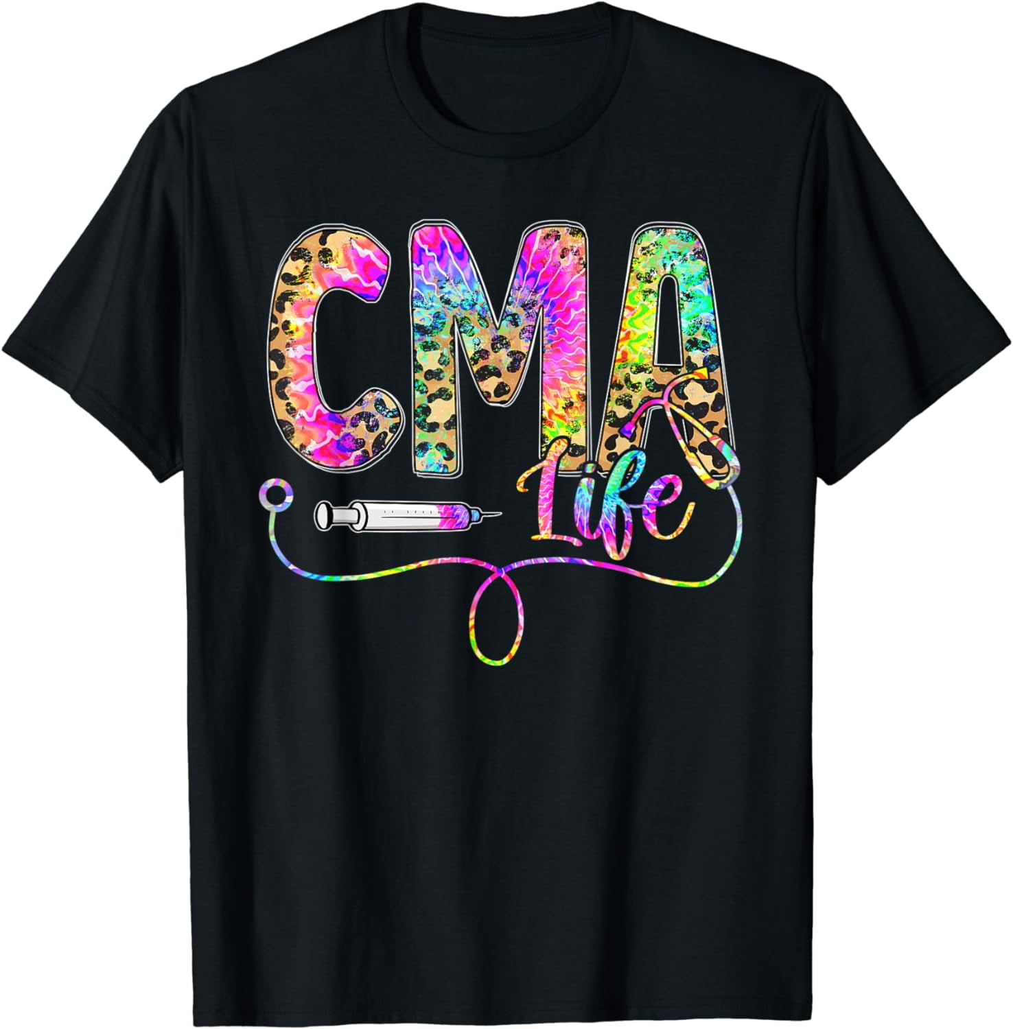 Leopard Tie Dye CMA Life Nurse Squad Nurse T-Shirt - Walmart.com