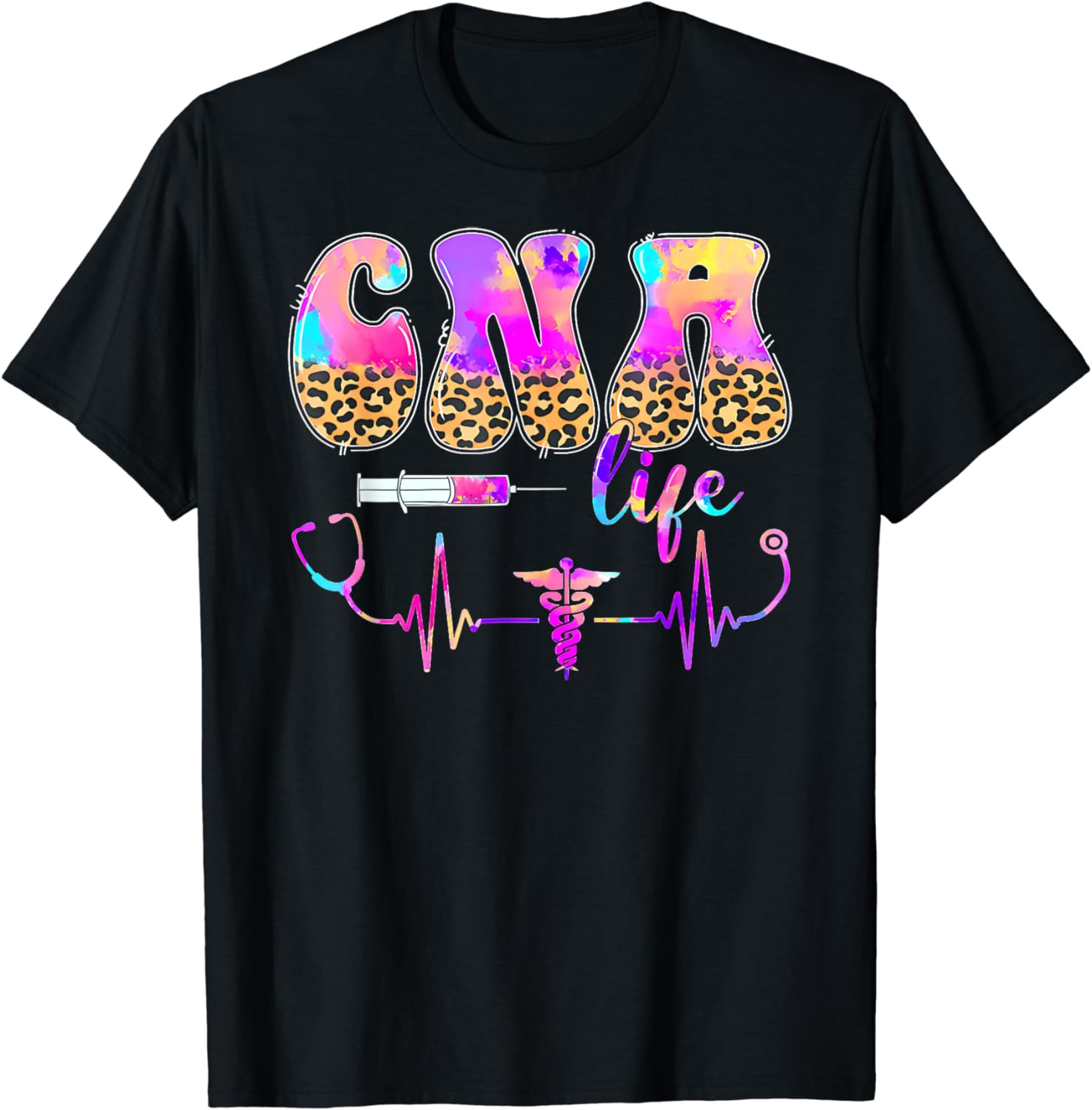 Leopard Tie Dye CNA Nurse Stethoscope Nurse Week 2024 T-Shirt - Walmart.com