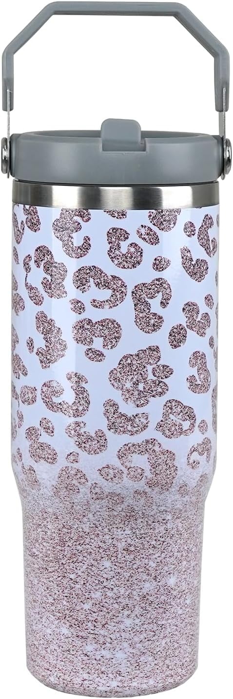 Leopard Tumbler with Handle Leopard Print Cup Cheetah Tumbler Insulated ...