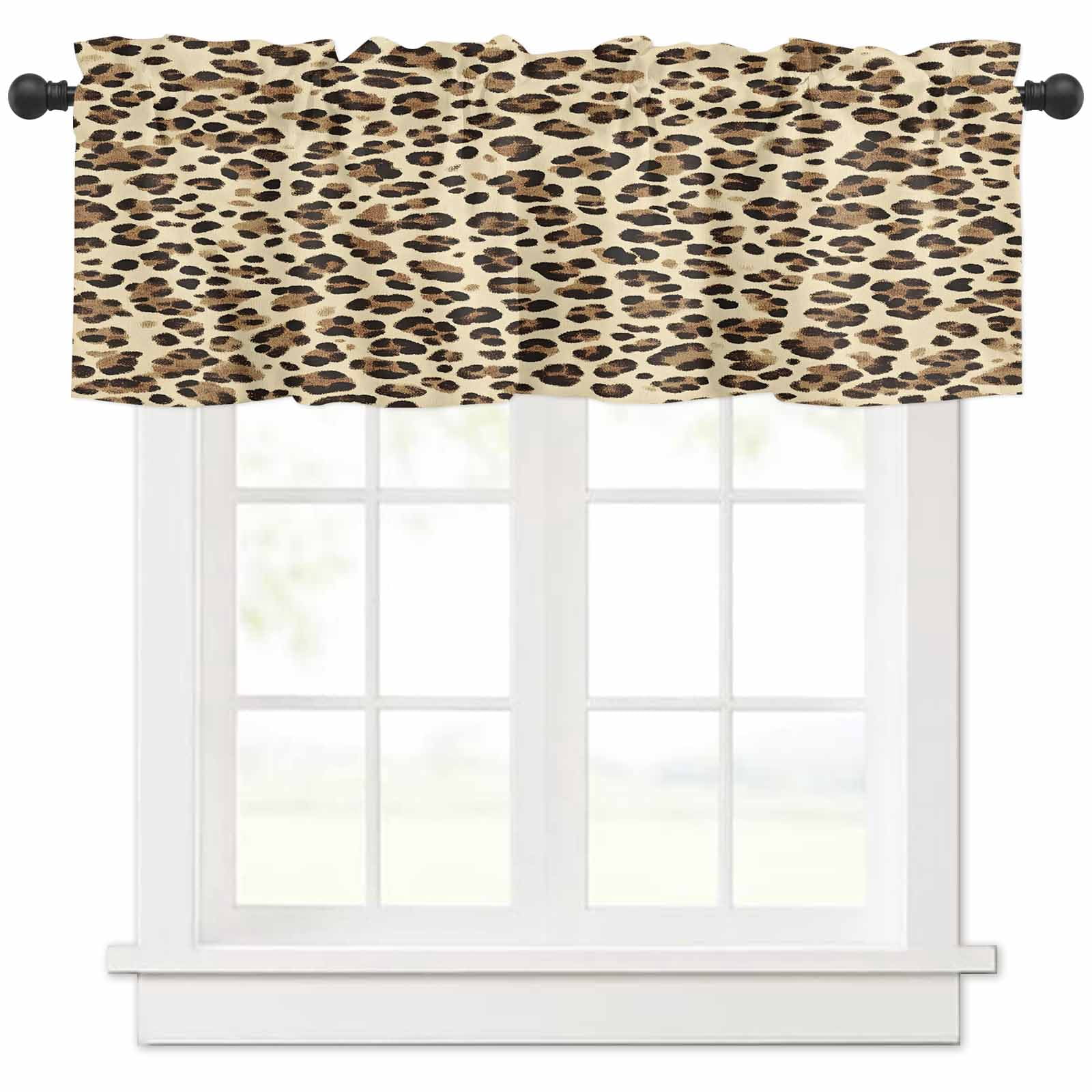 Leopard Valances for Windows Farmhouse Kitchen Curtains Valances Rod ...