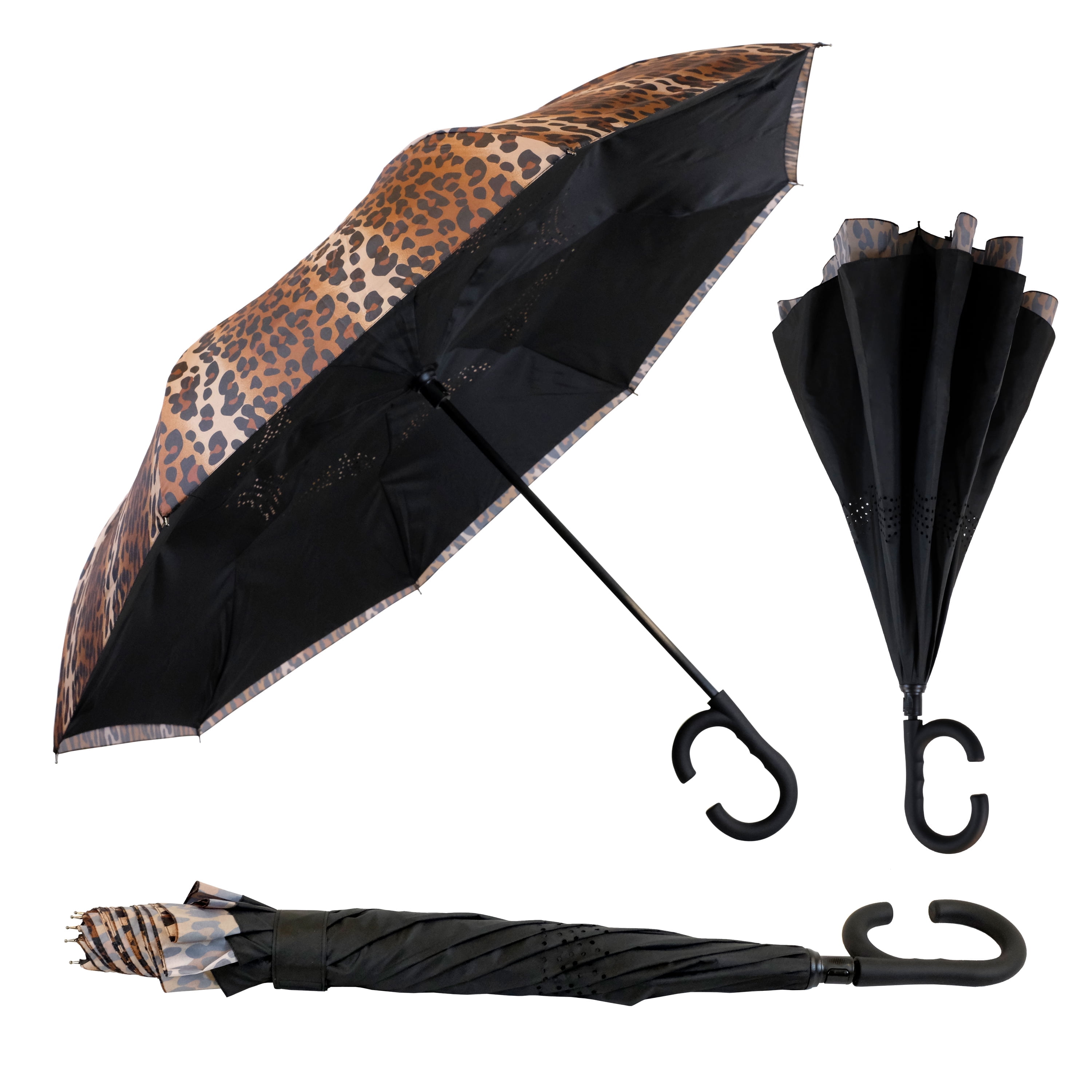 Leopard ViceVersa 46" Anti-Wind Inverted Umbrella with C-Shaped Handle ...