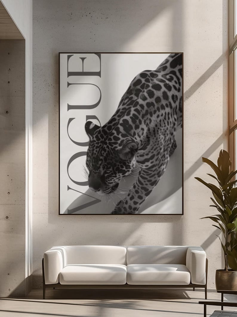 Leopard Vogue Poster, Stylish Fashion Print for Bedroom Decor, Size ...