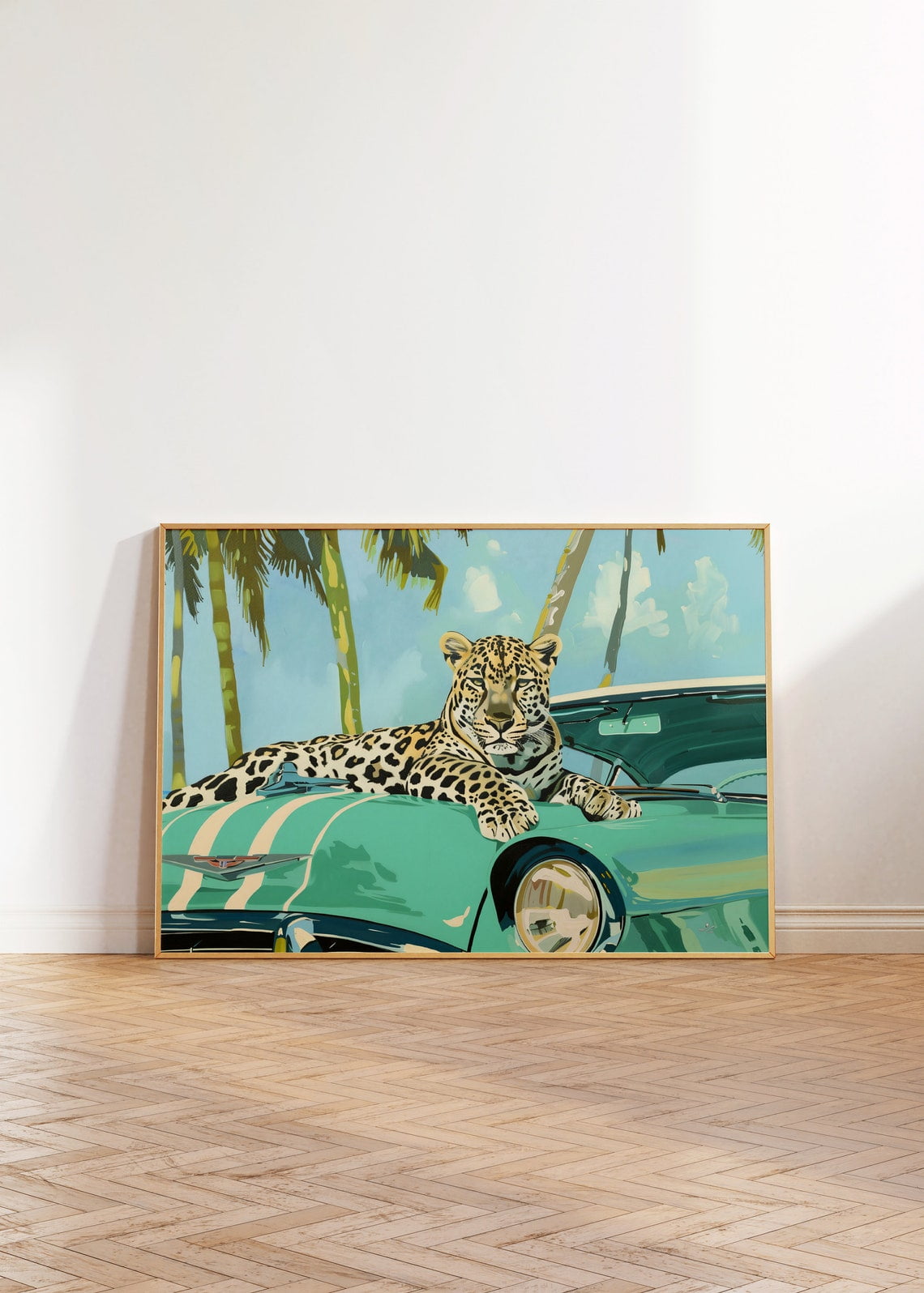 Leopard Wall Art, Colorful Leopard Classic Car Poster, Trendy Dopamine ...